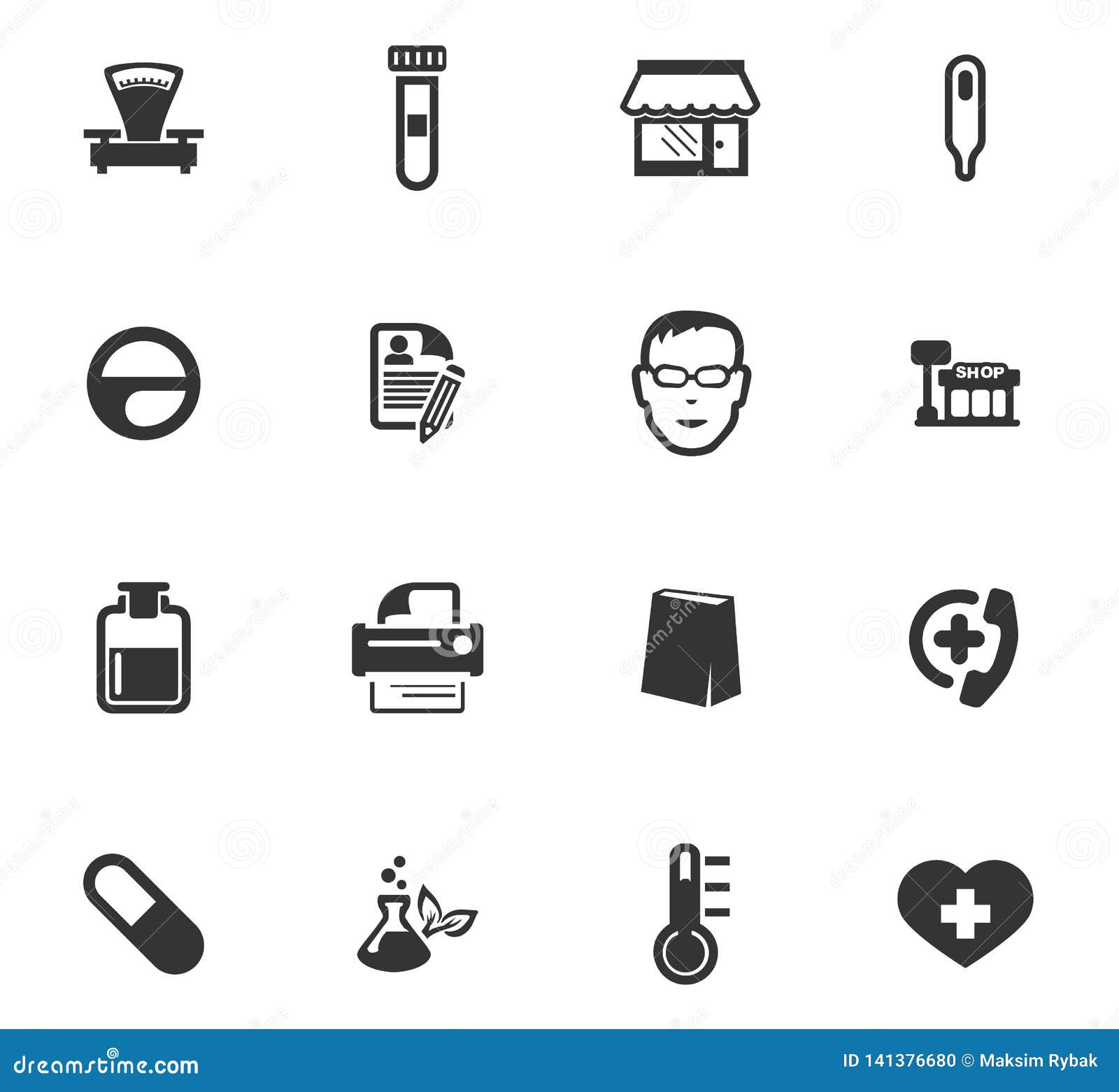 Drug store icons set stock vector. Illustration of chemist - 141376680