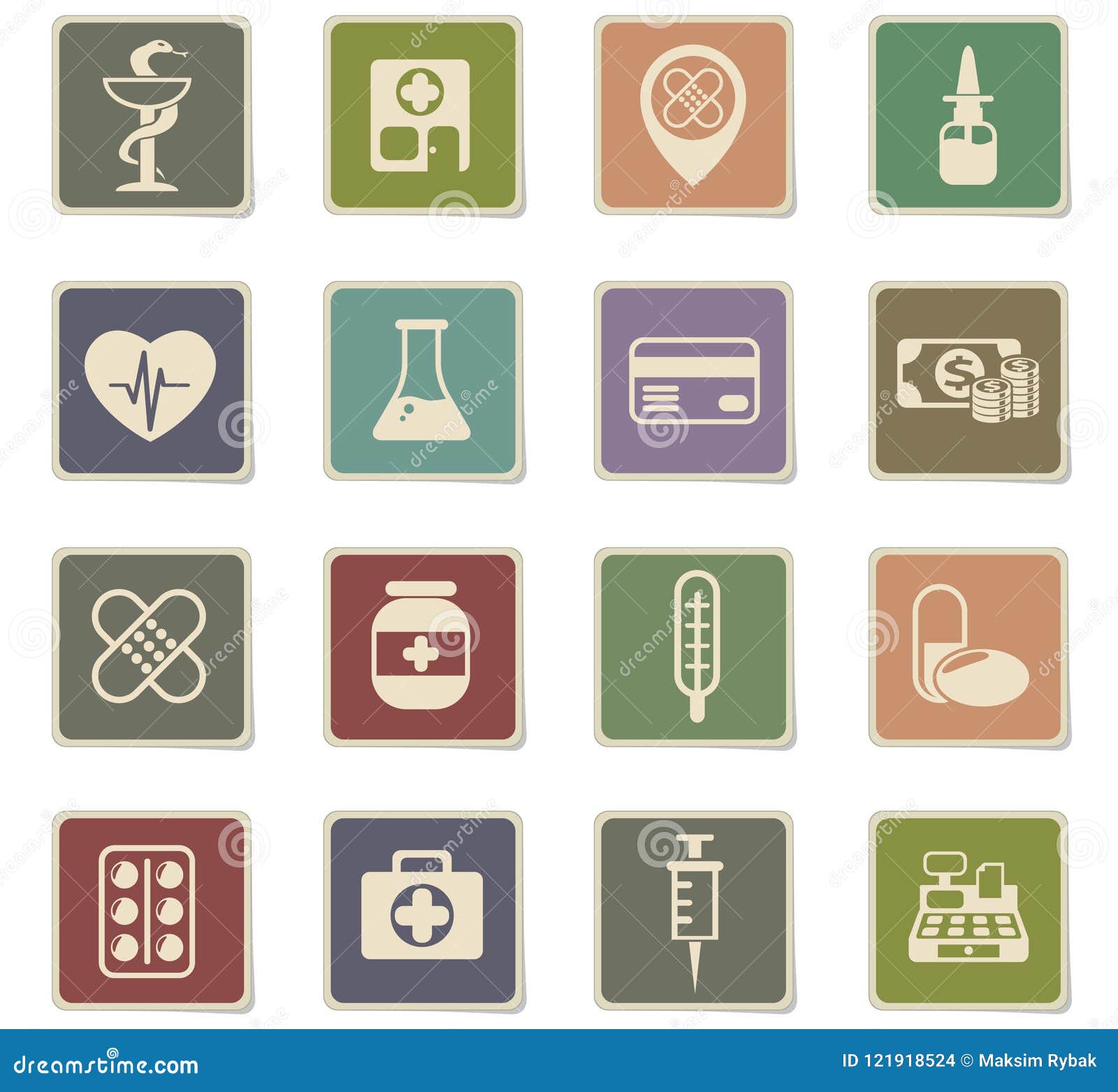 Drug store icon set stock vector. Illustration of register - 121918524