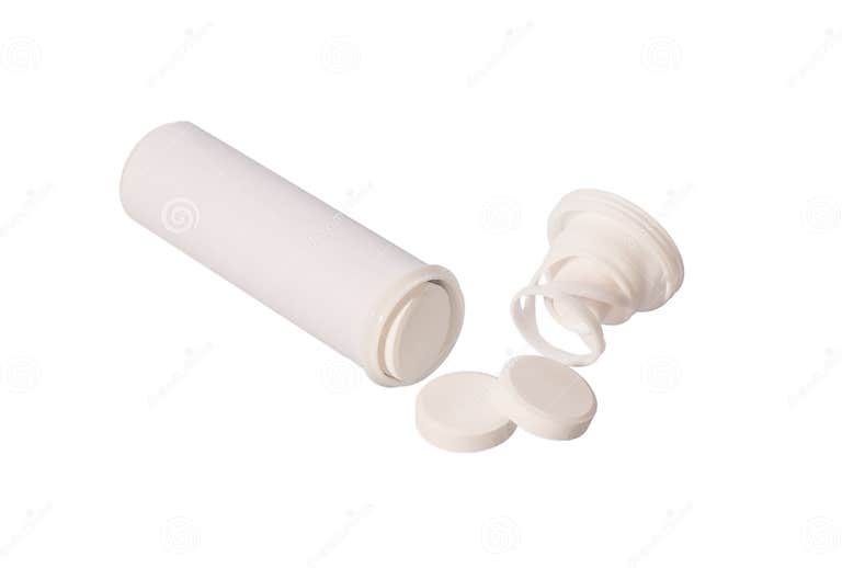 Drug Tablets and Cylindrical Package Stock Photo - Image of isolated ...