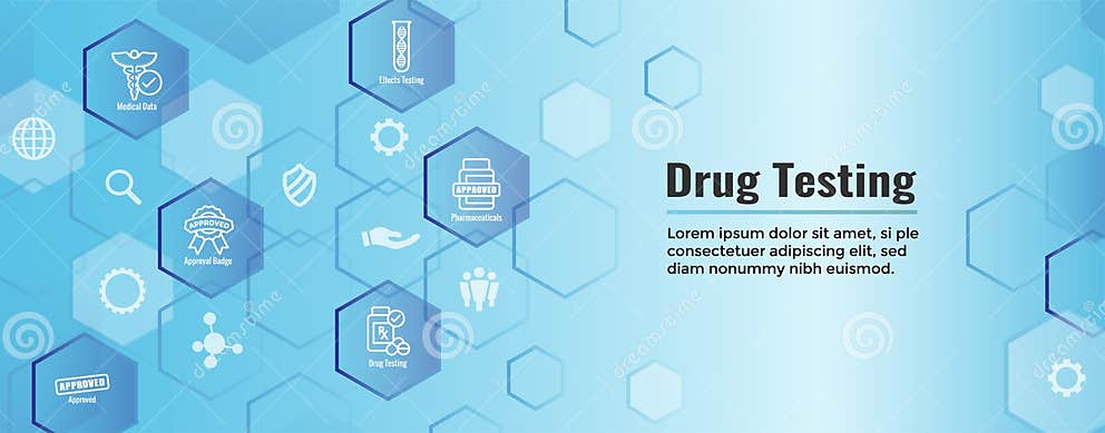 Drug Testing and Process Web Header Banner W Icon Set Stock Vector ...
