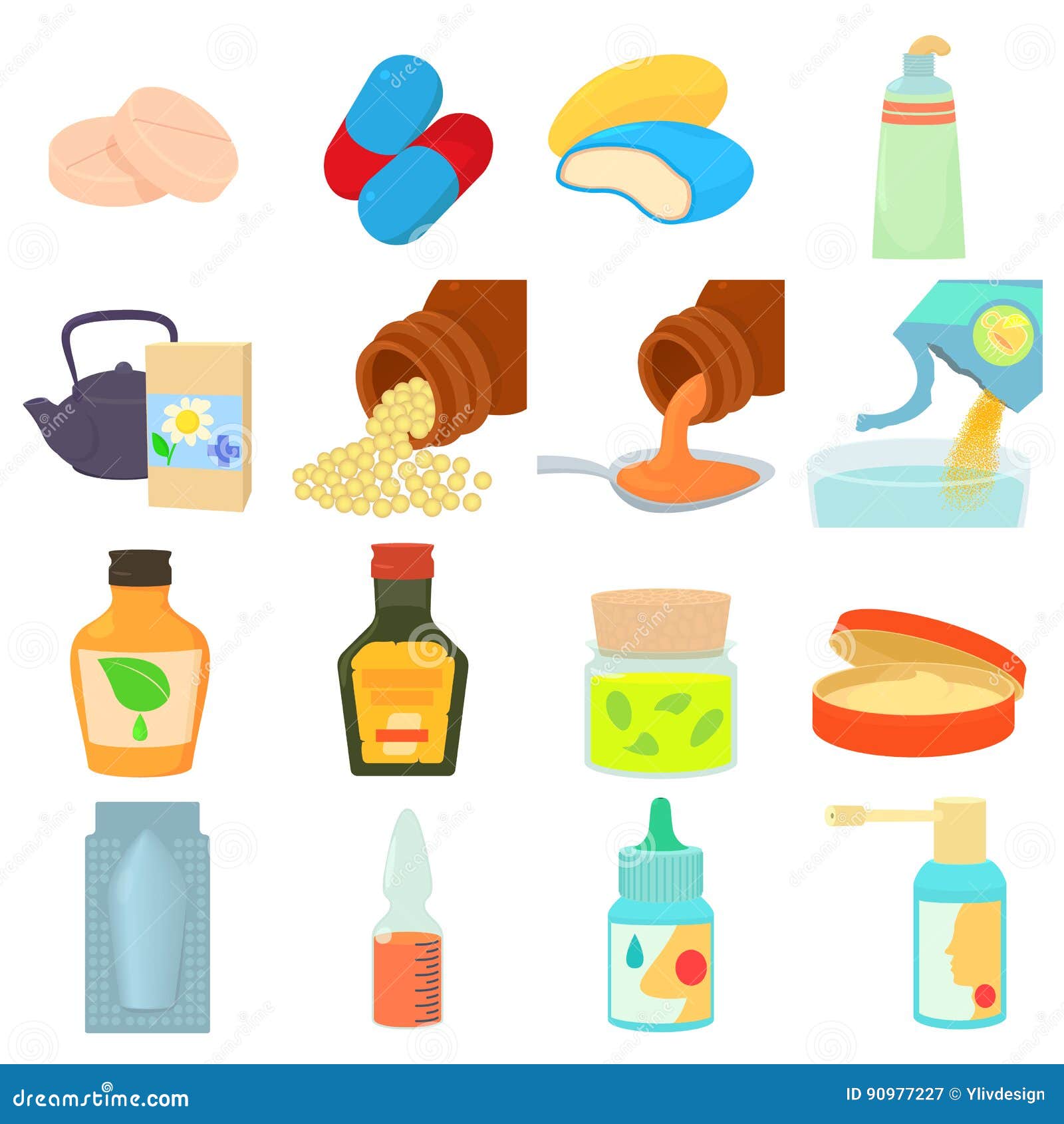 Drug Types Icons Set, Cartoon Style Stock Vector - Illustration of drug ...