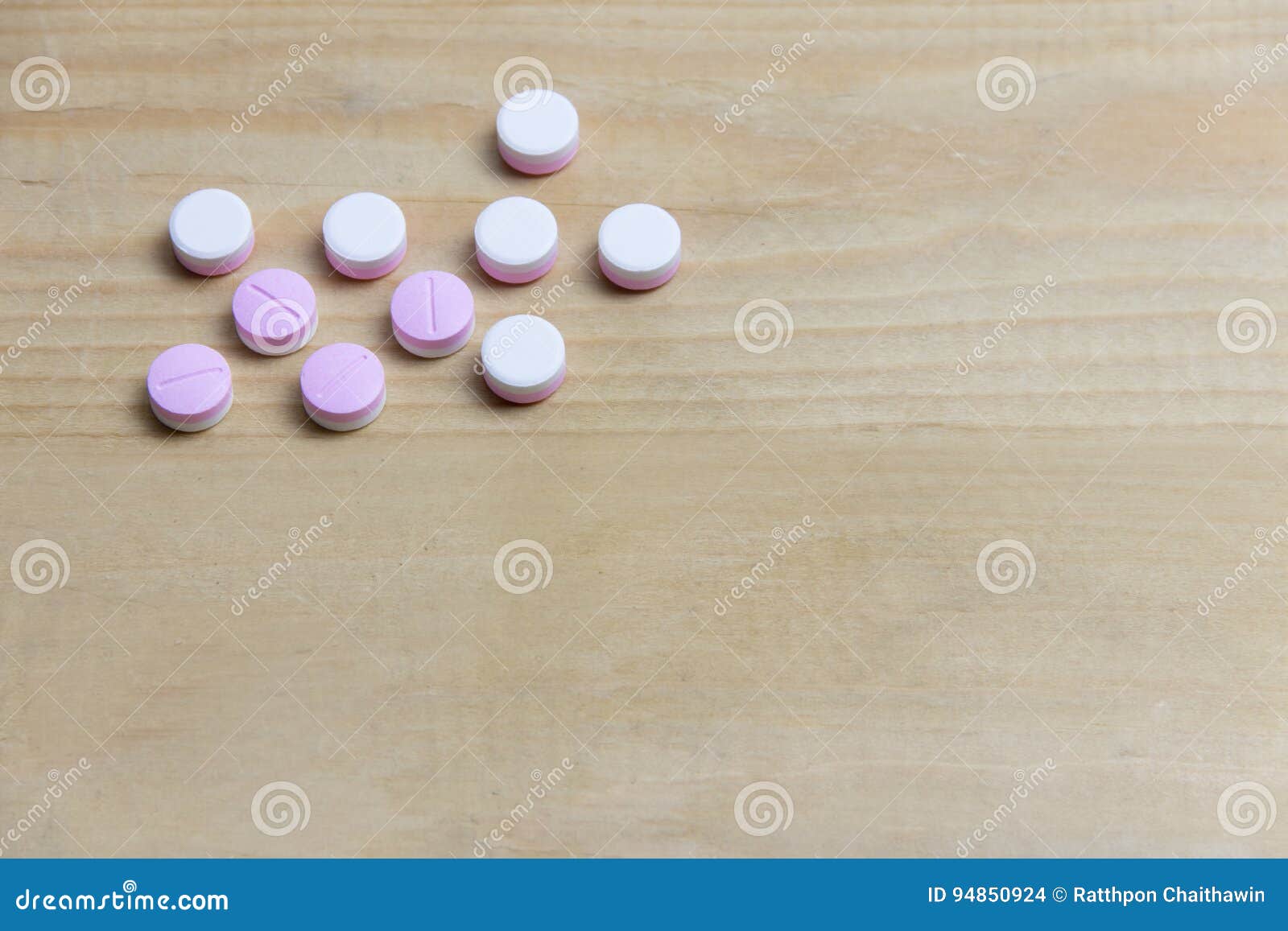 Drug on Wooden Table Top View Background Stock Photo - Image of ...