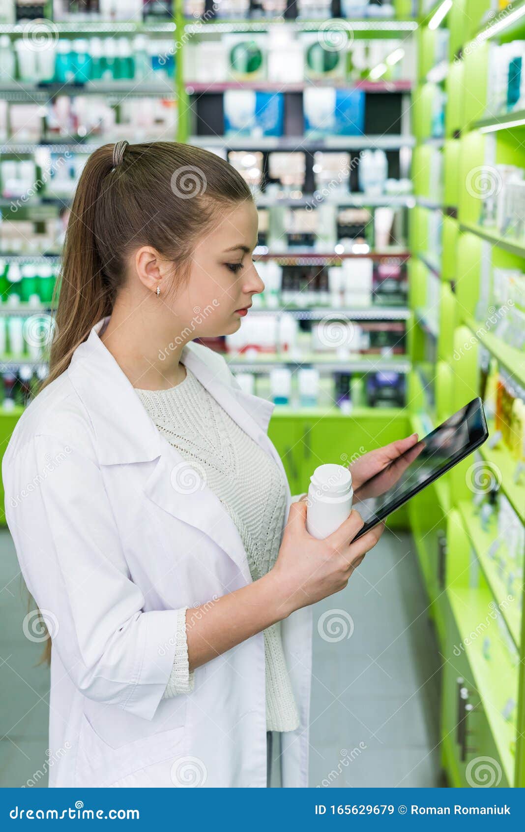 Druggist Looking for Some Medications in Pharmacy Stock Image - Image ...