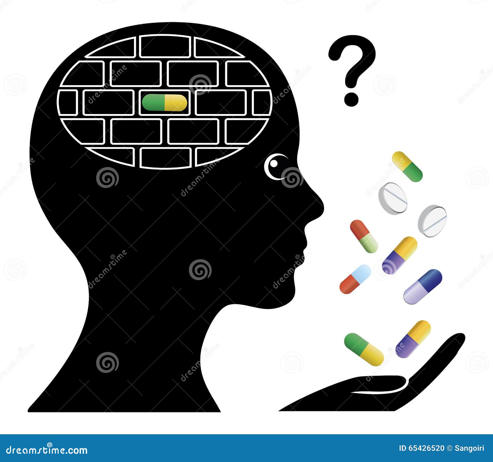 Drugs causing Memory Loss stock illustration. Illustration of pills ...