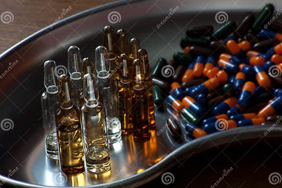 Drugs in the Form of Vials and Capsules Stock Image - Image of drug ...