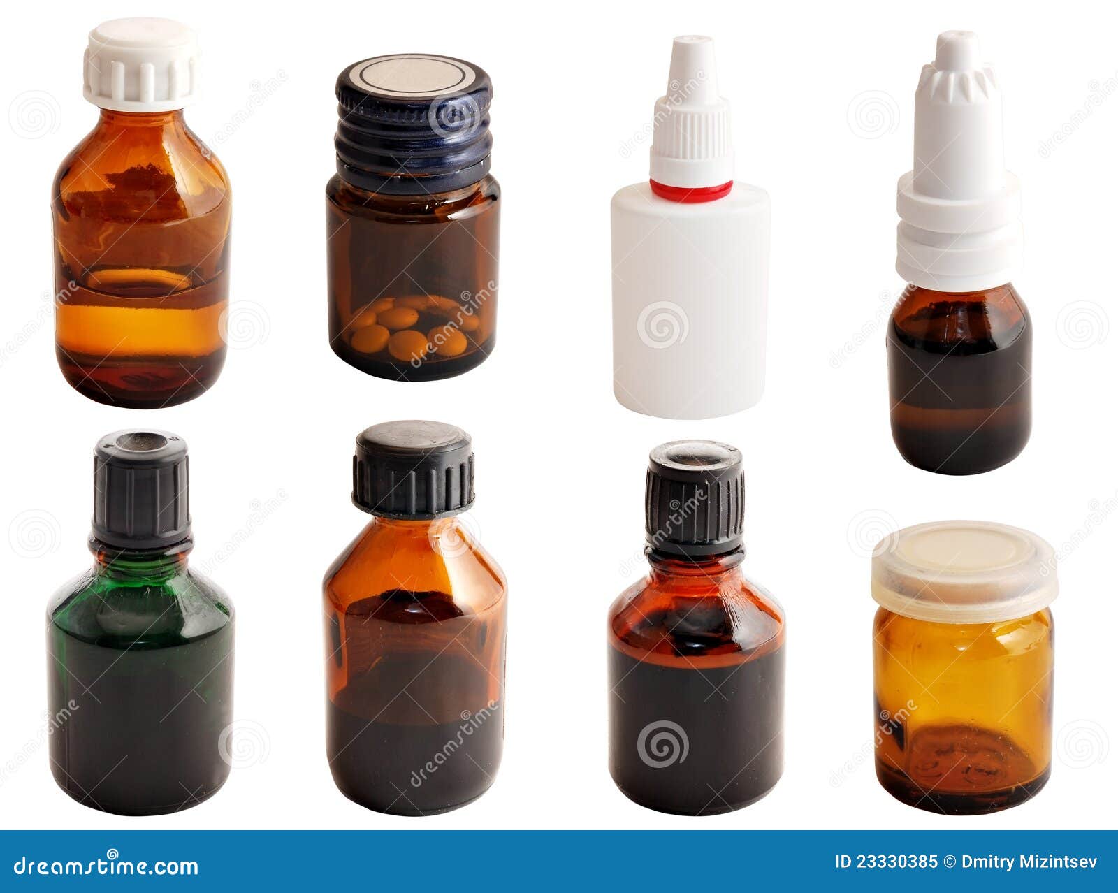 Drugs in glass bottles stock image. Image of care, tablet - 23330385