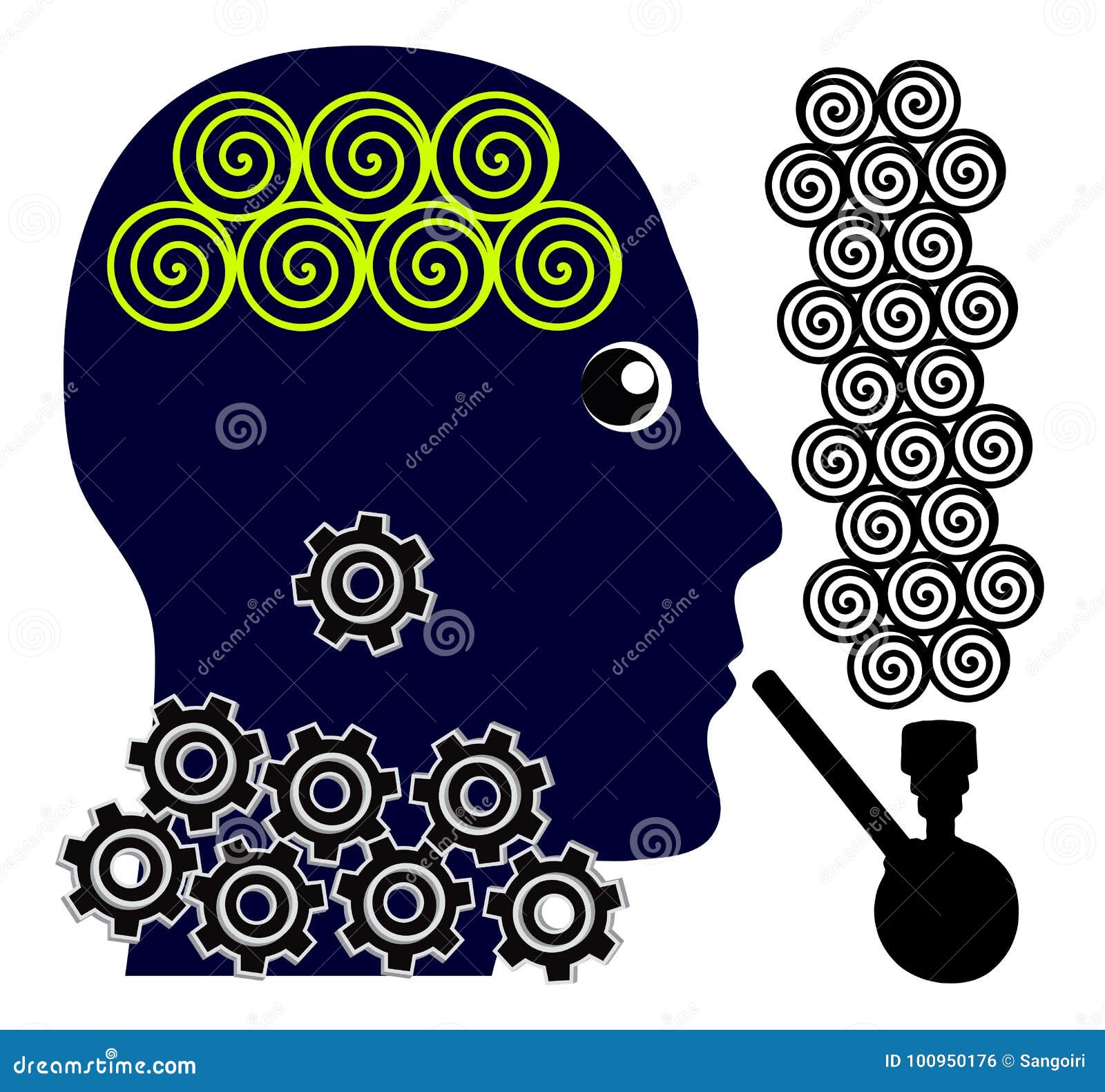 Drugs hijack the Brain stock illustration. Illustration of effect ...