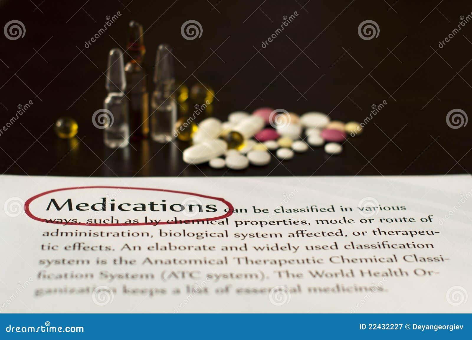 Drugs and Paper with Text Medications Stock Image - Image of pharmacist ...