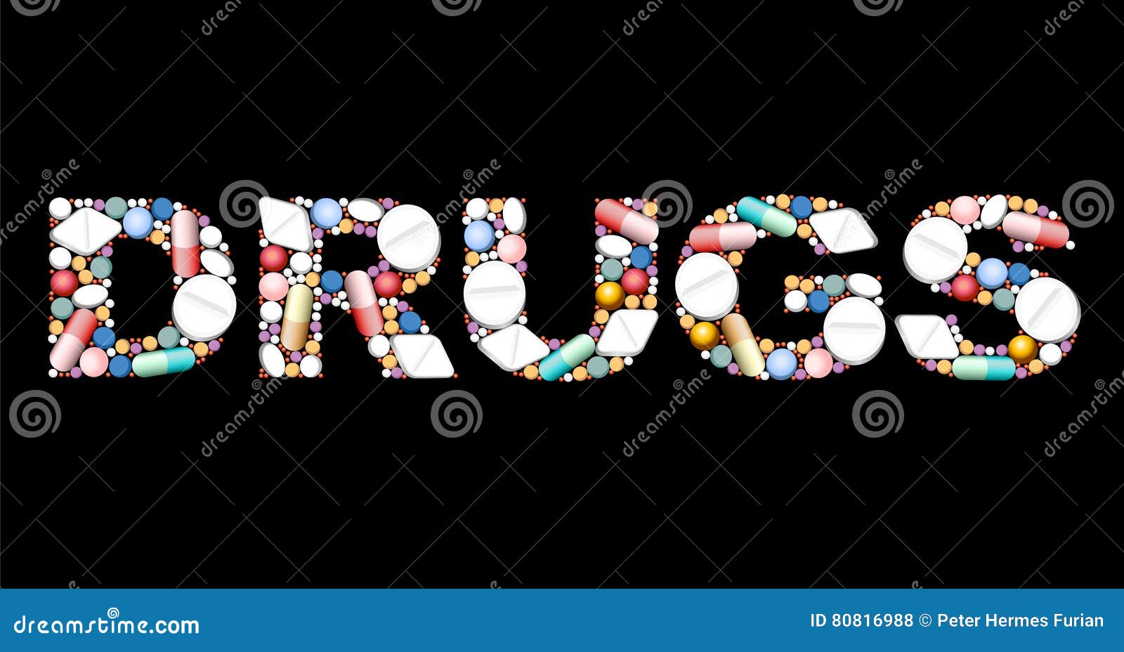 Drugs Pills Word stock vector. Illustration of health - 80816988
