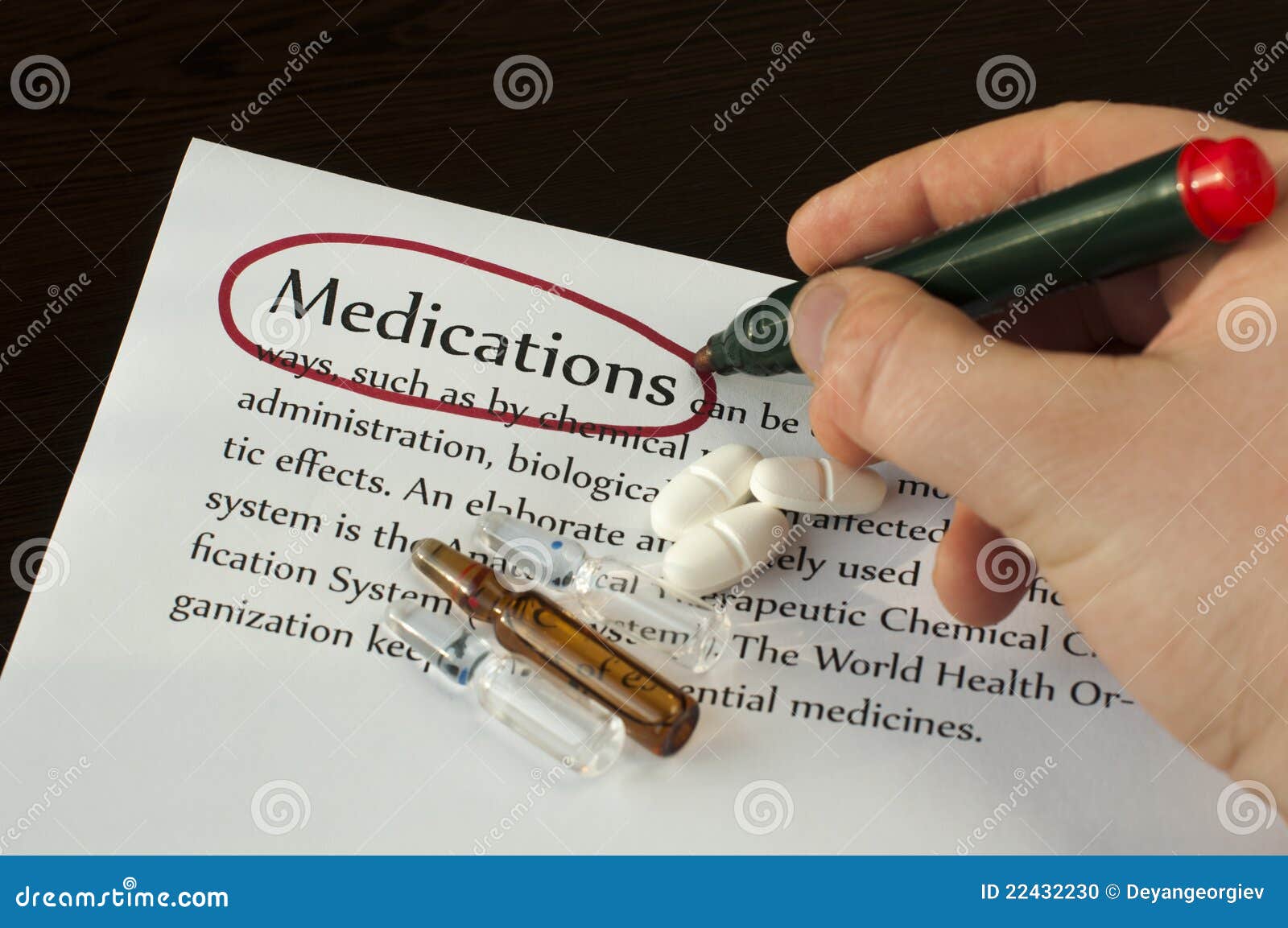 Drugs on the Score Sheet with Text Stock Photo - Image of pharmacist ...