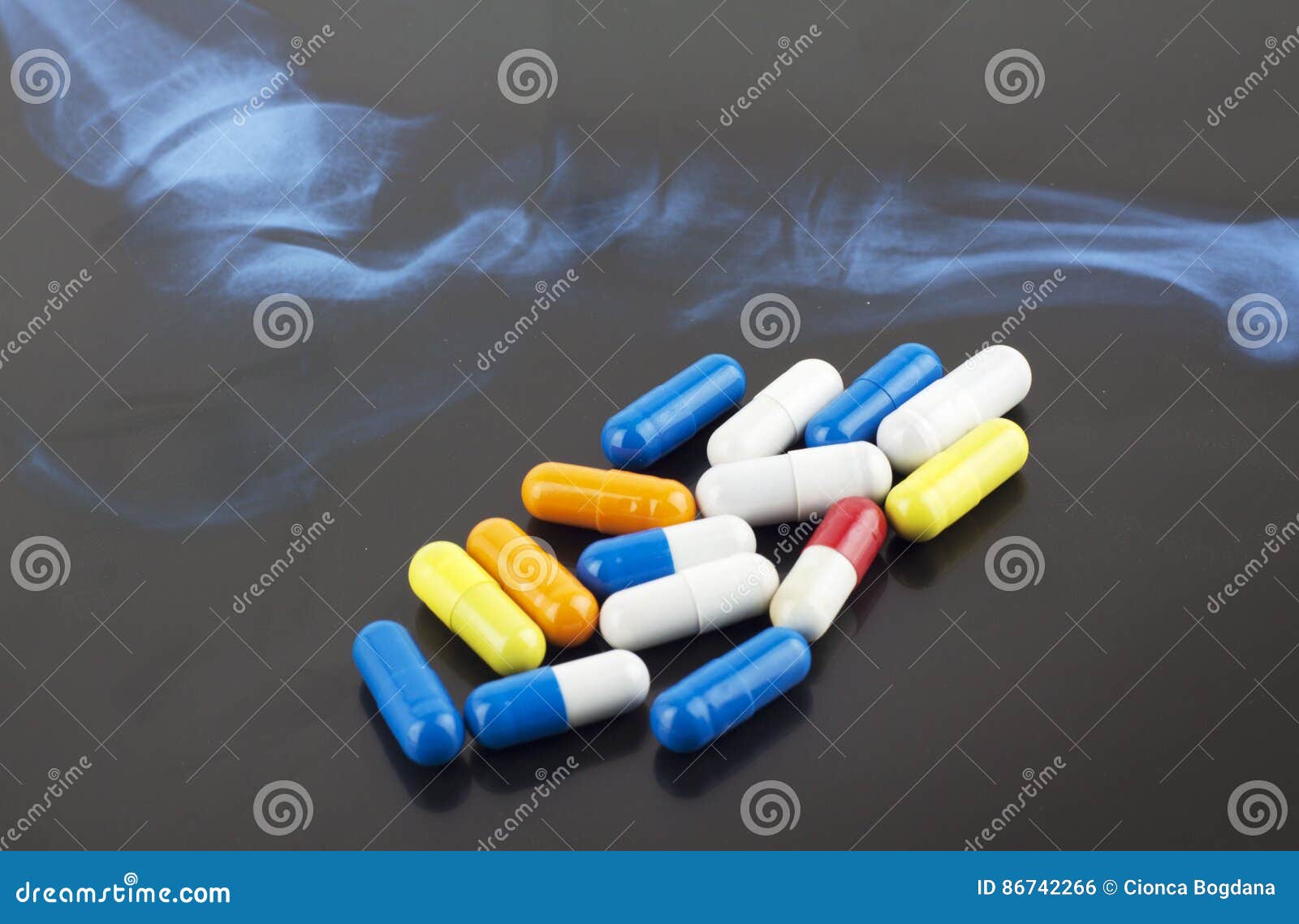 Drugs on a sheet of x-ray stock photo. Image of care - 86742266