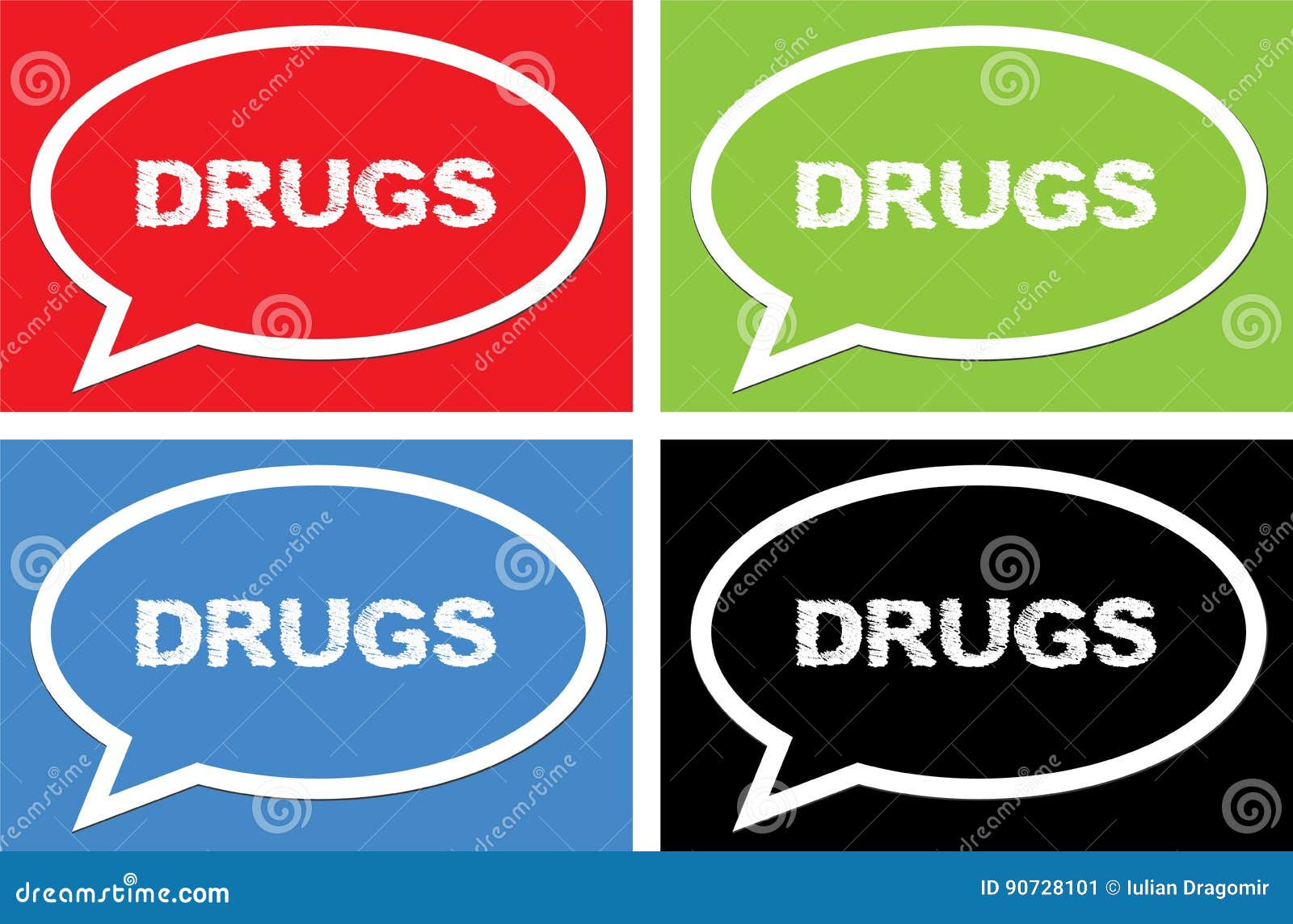 DRUGS Text, on Ellipse Speech Bubble Sign. Stock Illustration ...