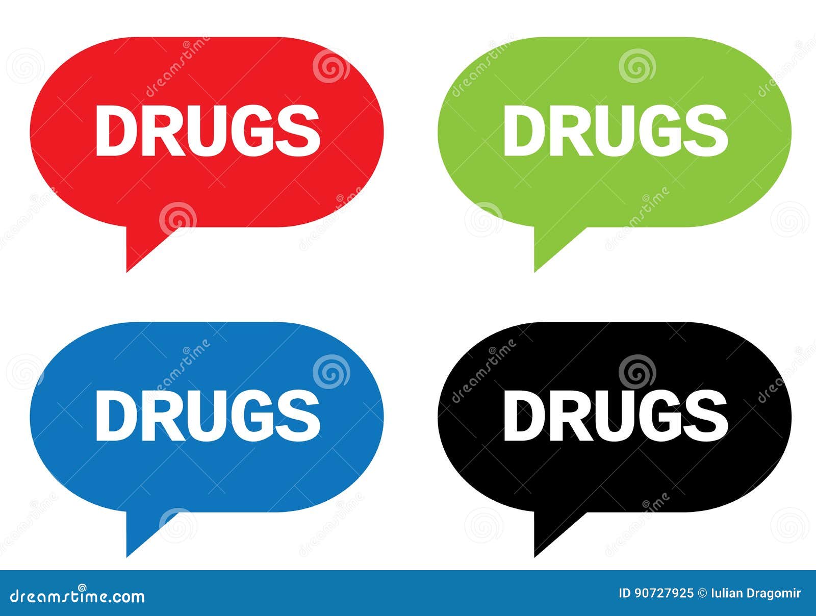 DRUGS Text, on Rectangle Speech Bubble Sign. Stock Illustration ...