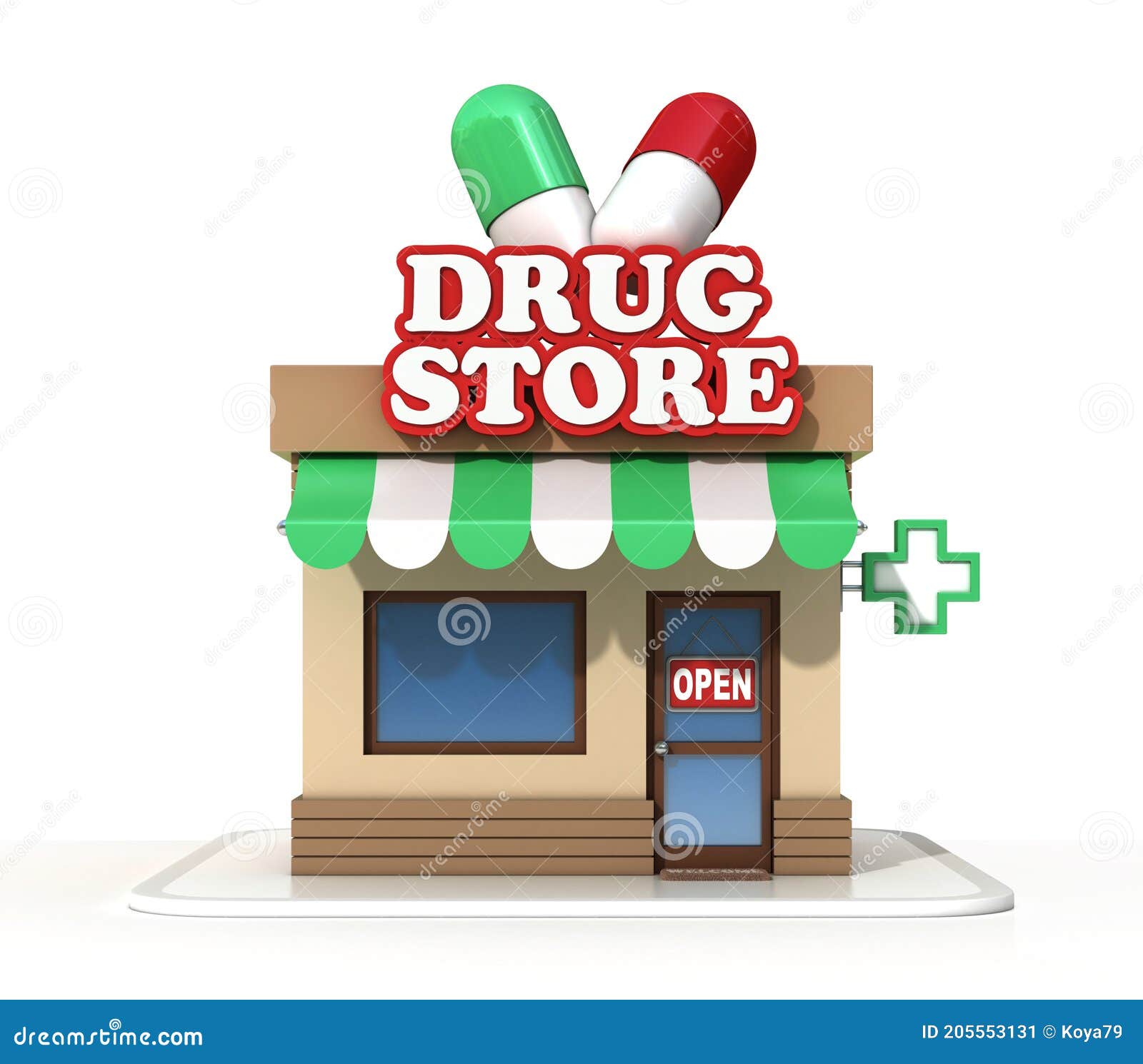 Drugstore 3d rendering stock illustration. Illustration of graphics ...