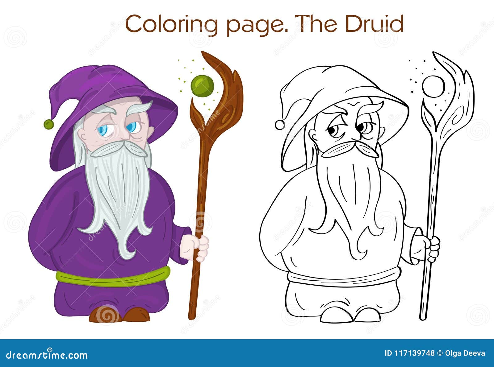 The Druid Character Coloring Page Stock Vector - Illustration of book ...