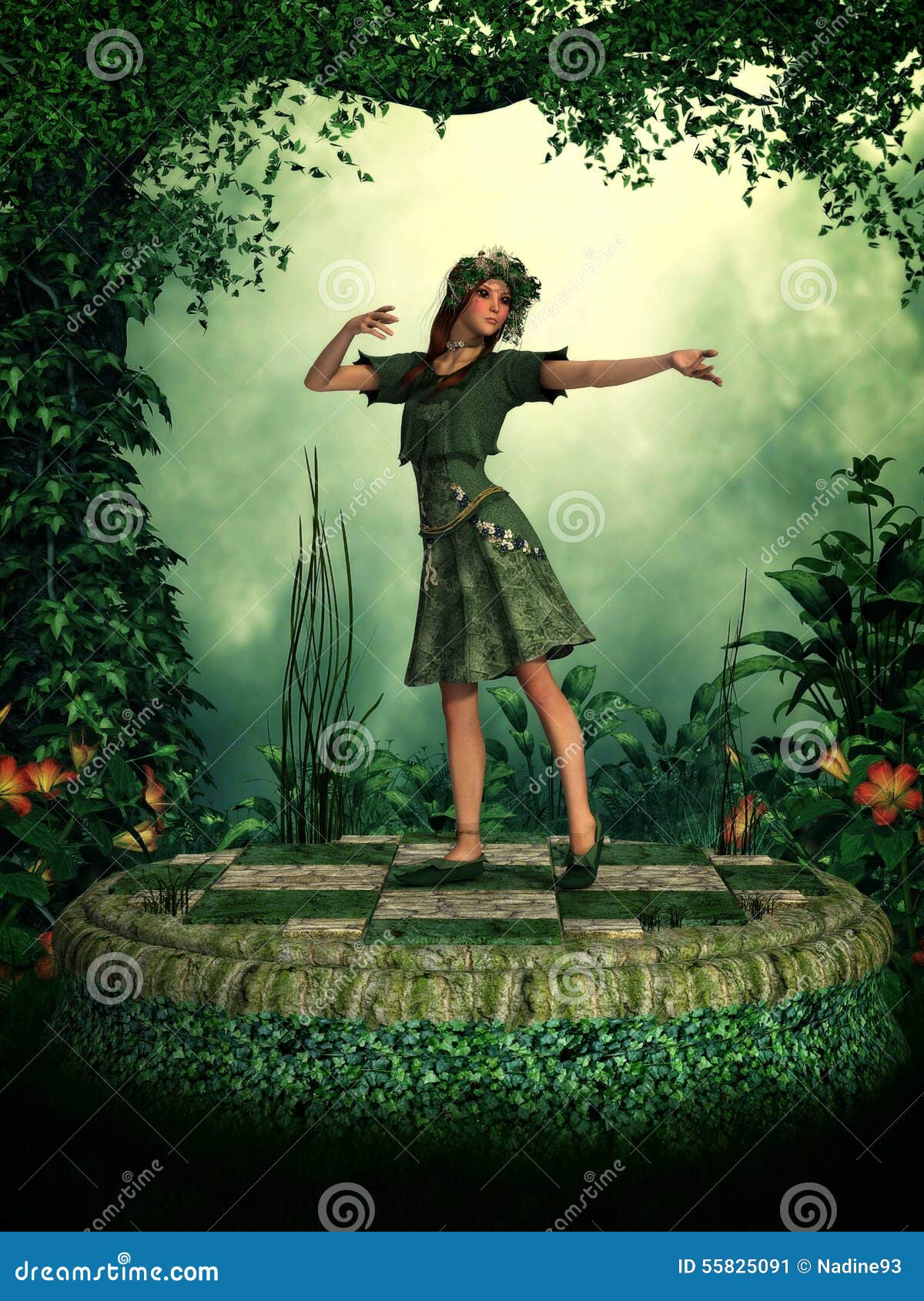 Druid stock illustration. Illustration of tree, flower - 55825091