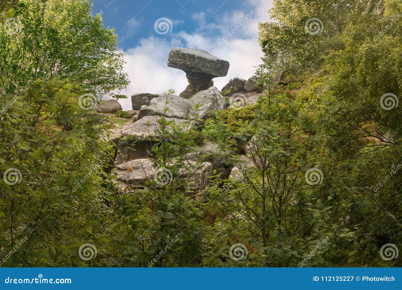 Druids Writing Desk at Brimham Rocks Stock Image - Image of rocks ...