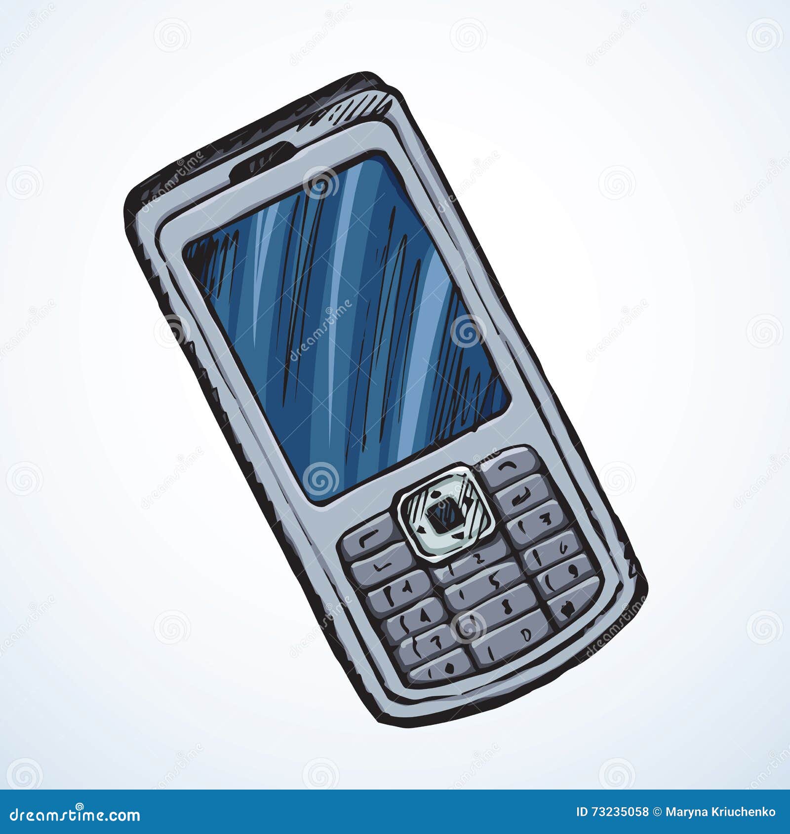 Drukknop Mobiele Telefoon Vector Tekening Vector Illustratie ...