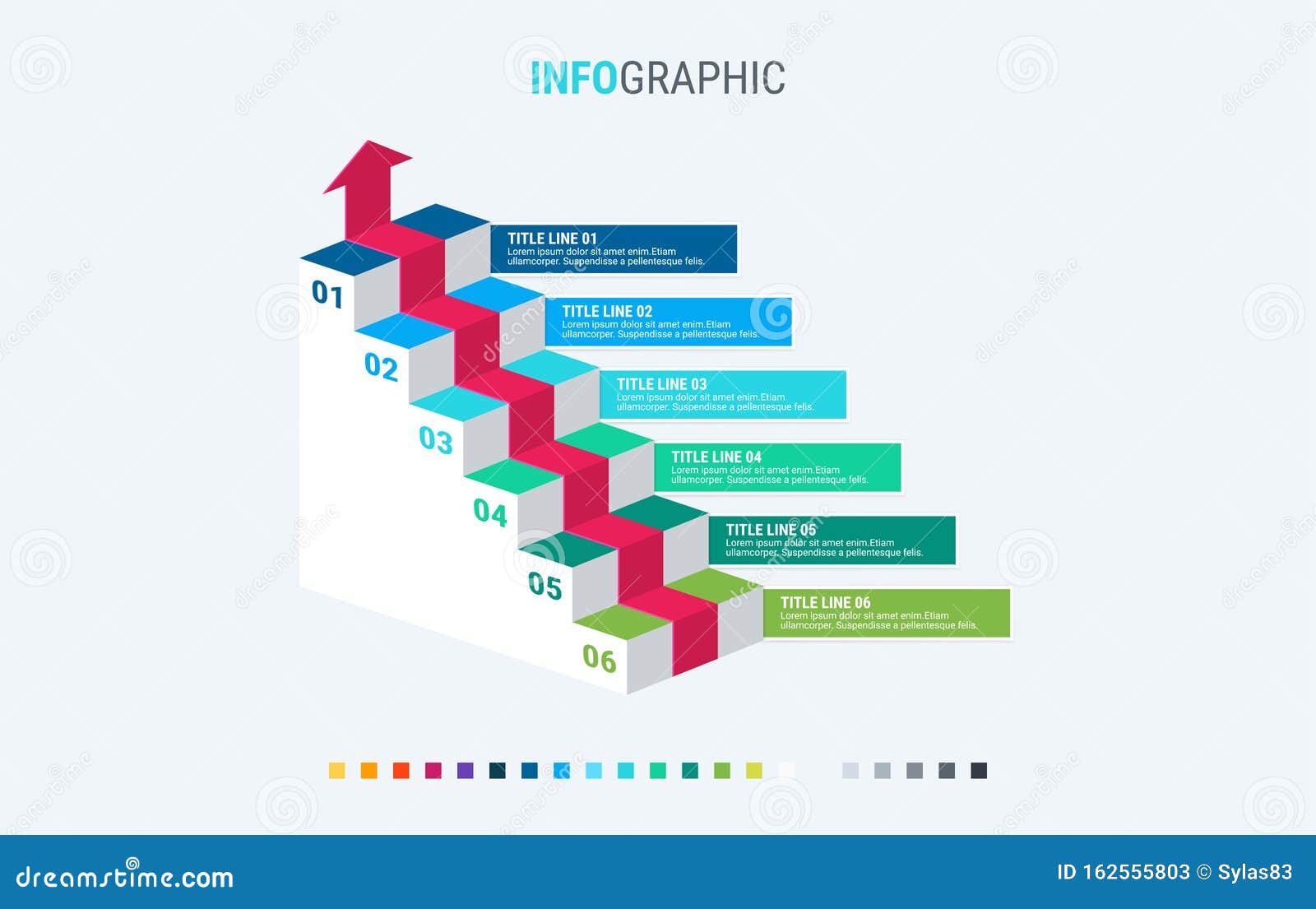 Infographic Template. 6 Colorful Options. Stairs Infographic. Design ...