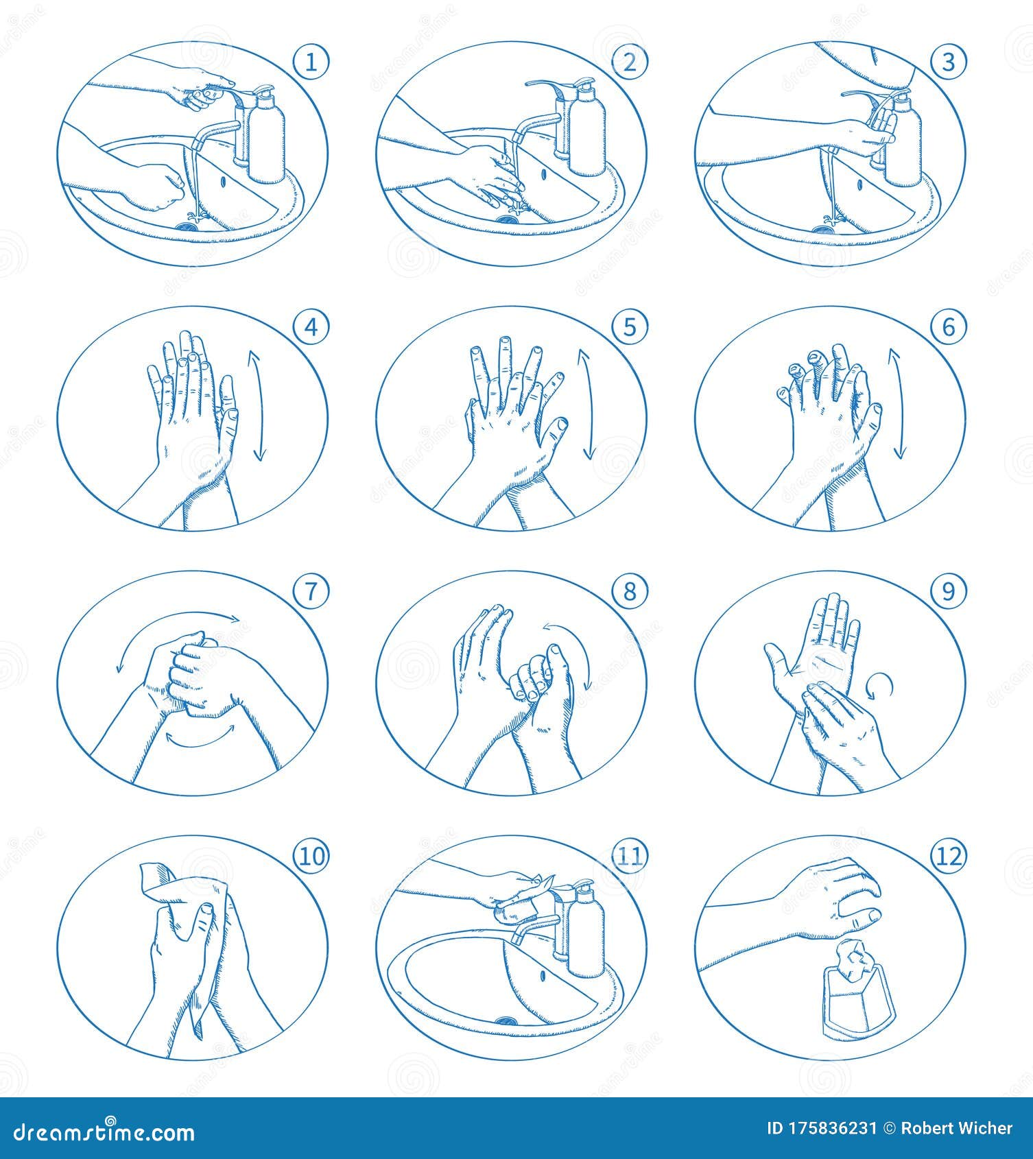 Proper Hand Washing Technique Poster Stock Vector - Illustration of ...