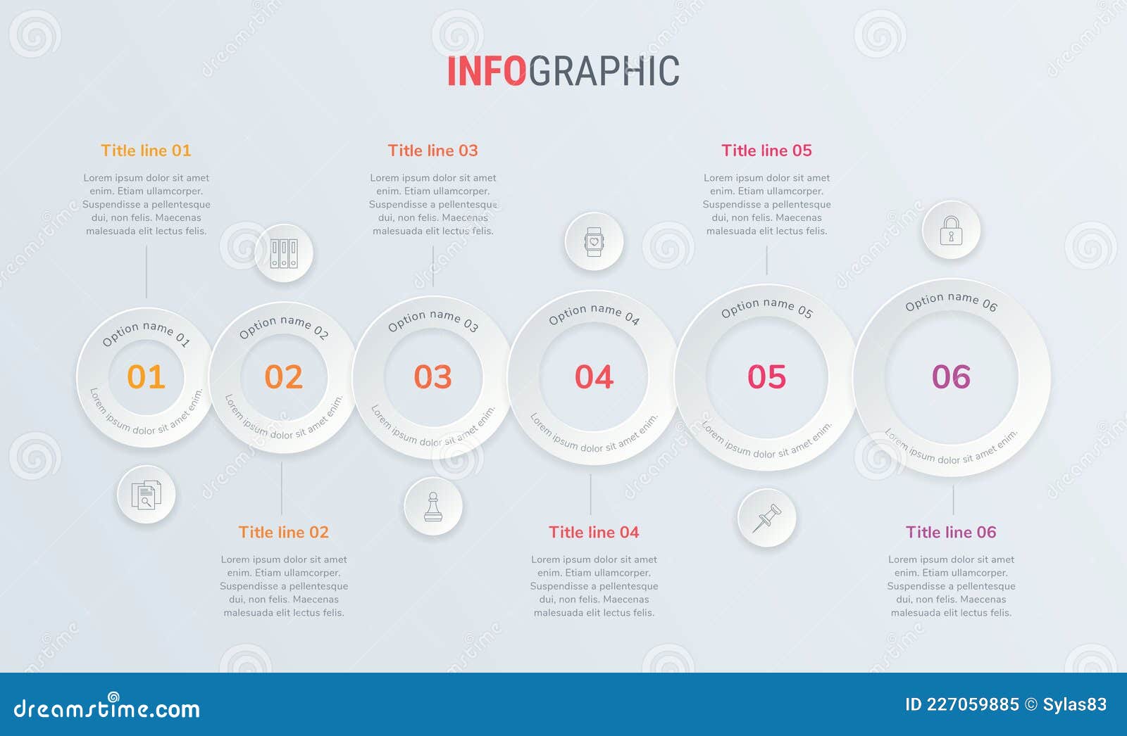 Red Vector Infographics Timeline Design Template with Rounded Elements ...