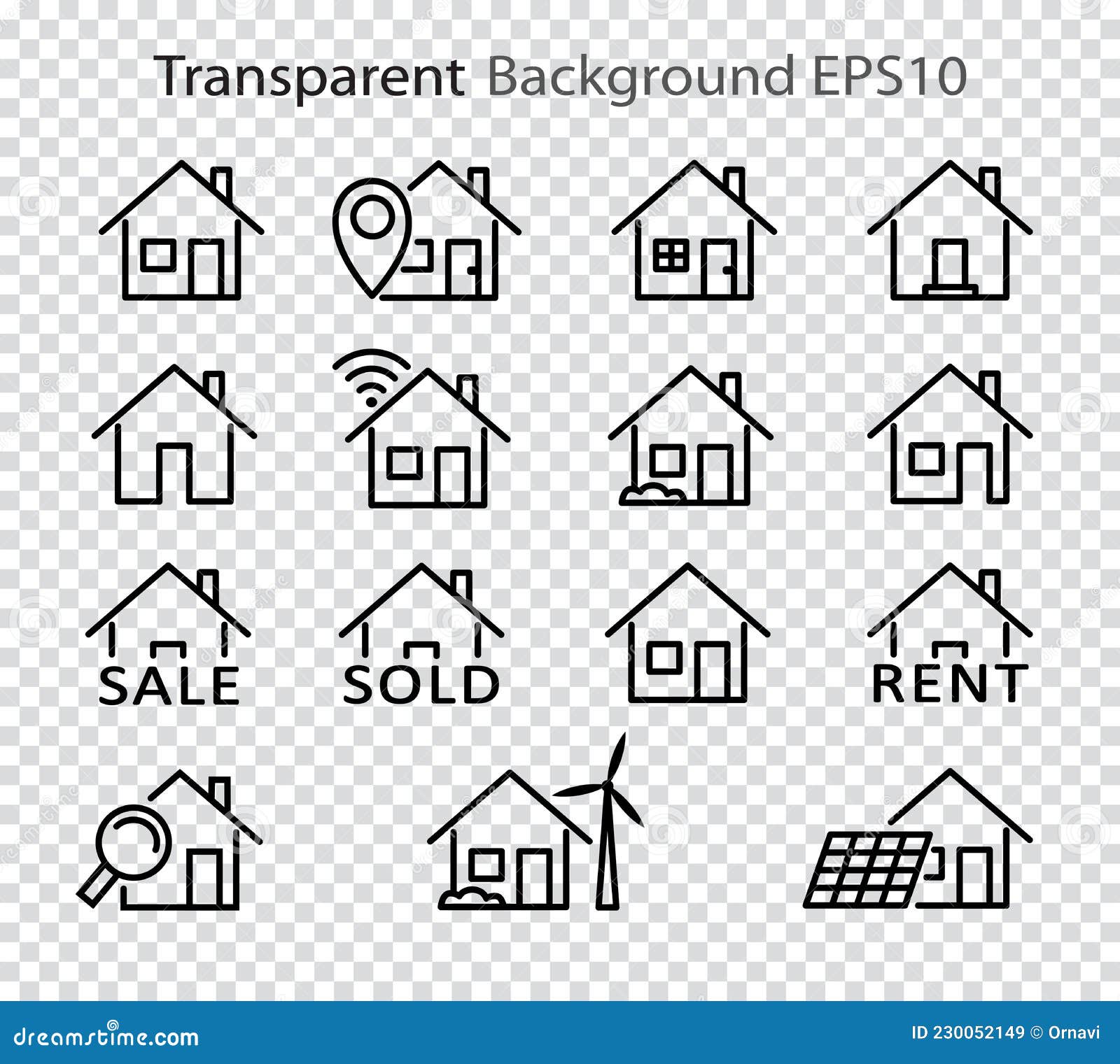 Icons For Smart Homes: A Set Of Flat Tech House Symbols. Compilation Of ...