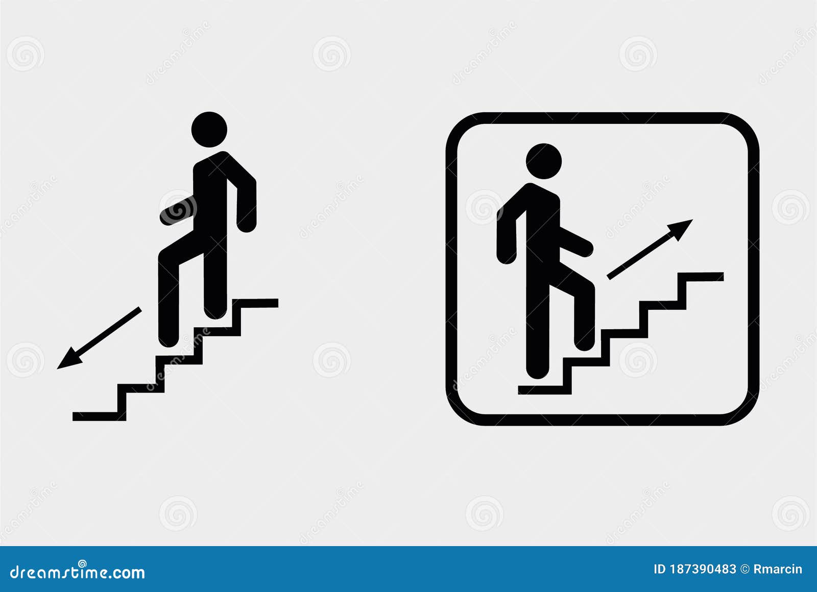 Man on Stairs Up and Down Symbol Isolated on White, Vector Stock Vector ...
