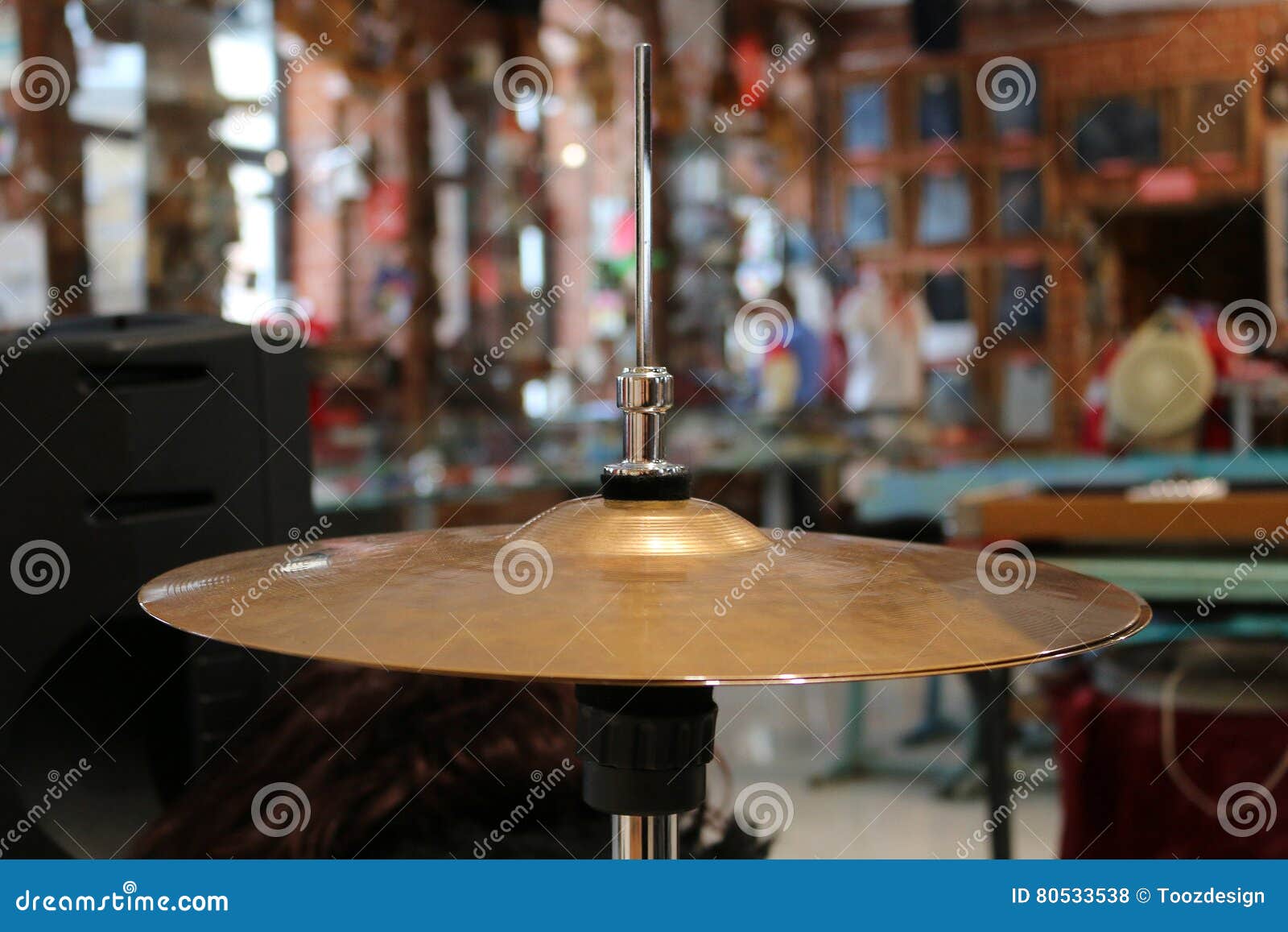 Drum Cymbals And Microphone Are Located On A Blue Background ...
