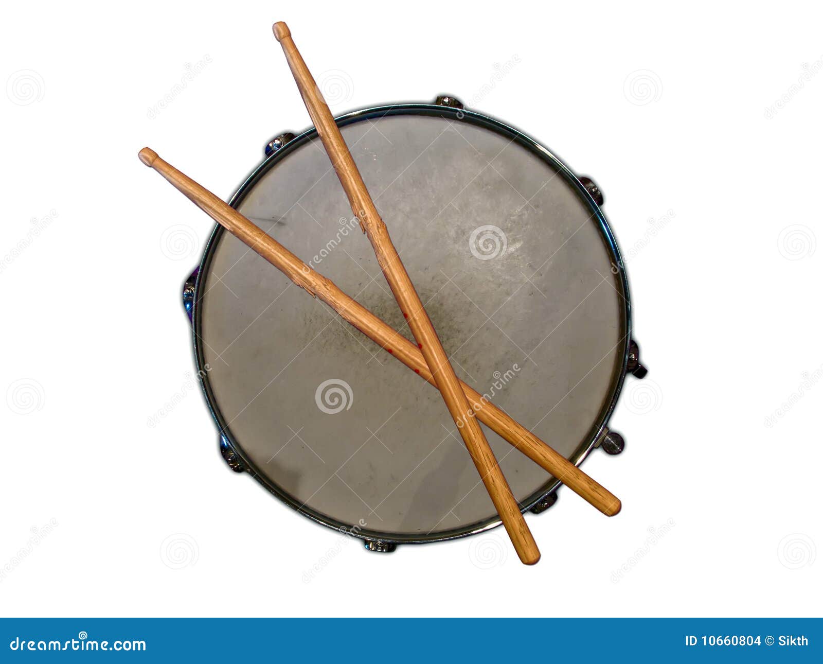 Drum with Drumsticks stock photo. Image of object, sound - 10660804