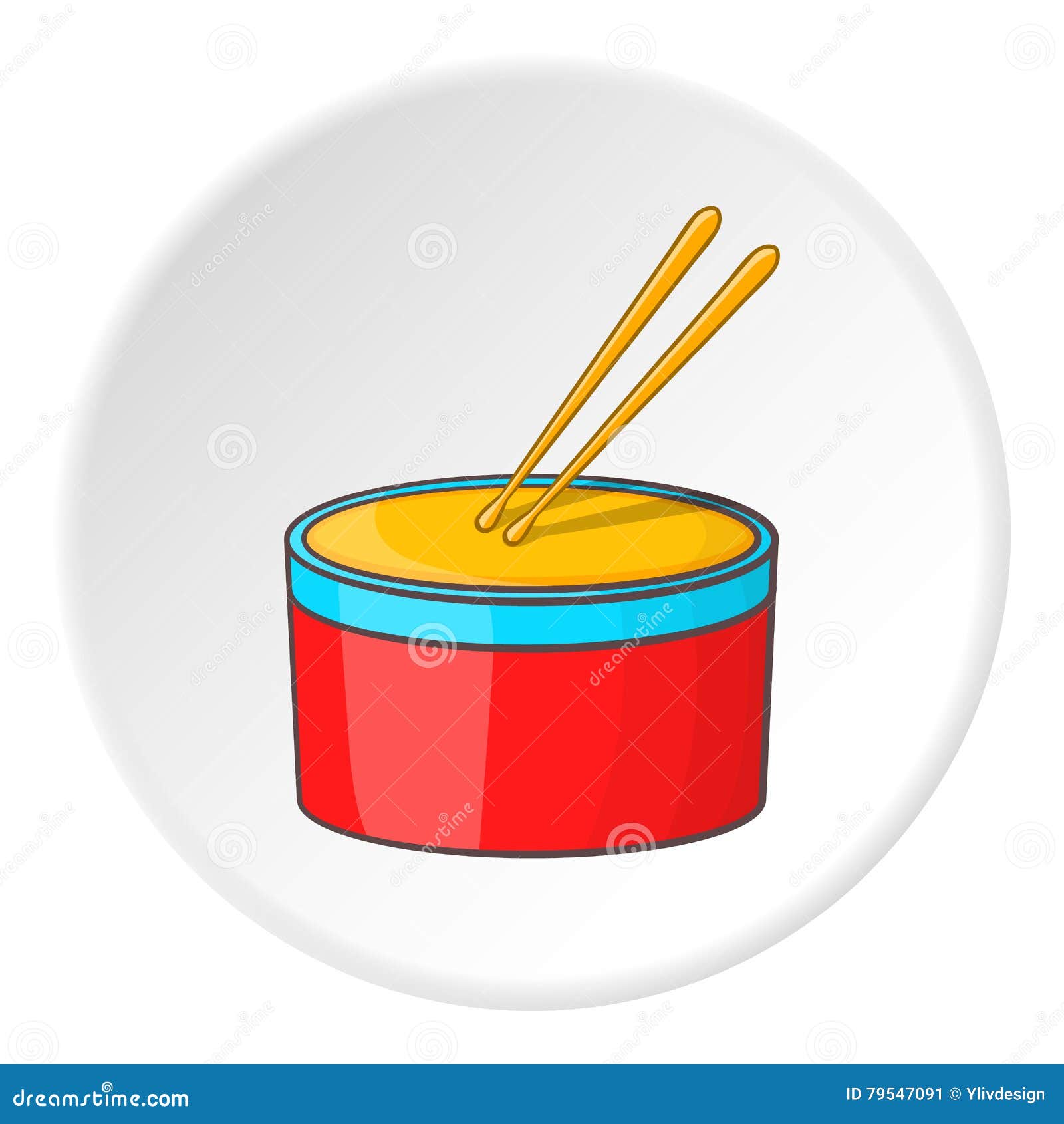 Drum and Drumsticks Icon, Cartoon Style Stock Vector - Illustration of ...