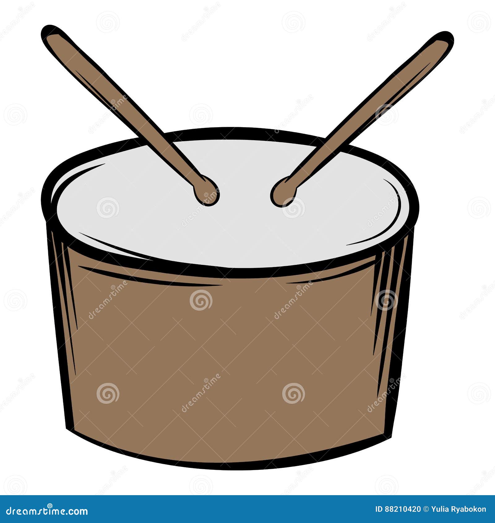 Drum and Drumsticks Icon Cartoon Stock Vector - Illustration of concert ...