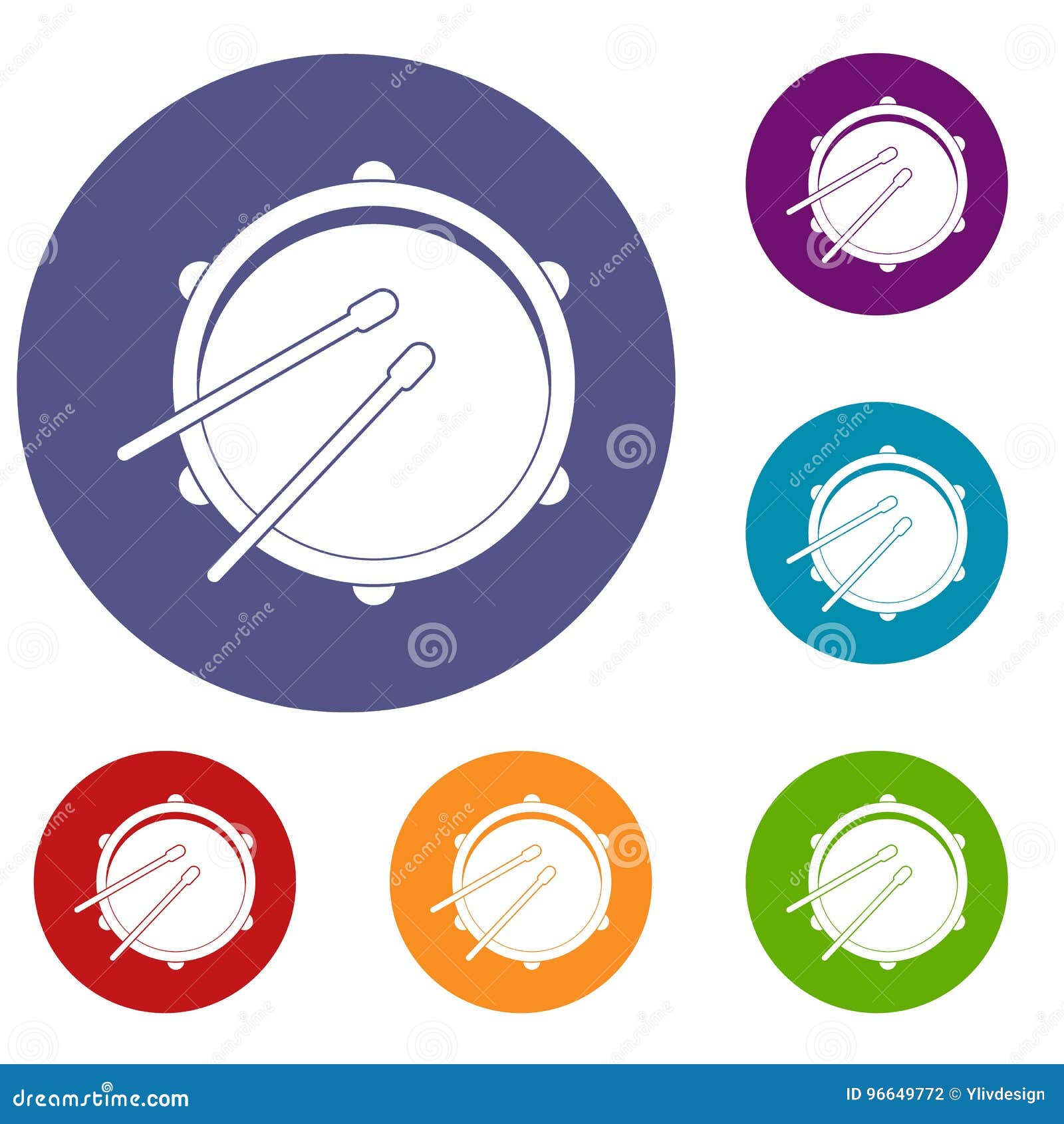 Drum icons set stock vector. Illustration of record, rhythm - 96649772