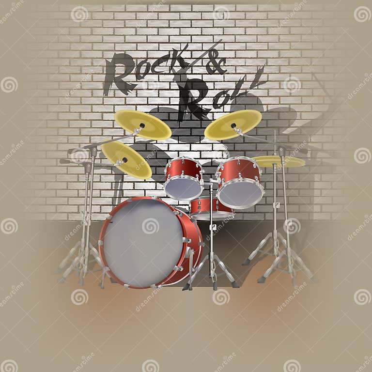 Drum Kit Drummer and Shadow Stock Vector - Illustration of shadow, play ...