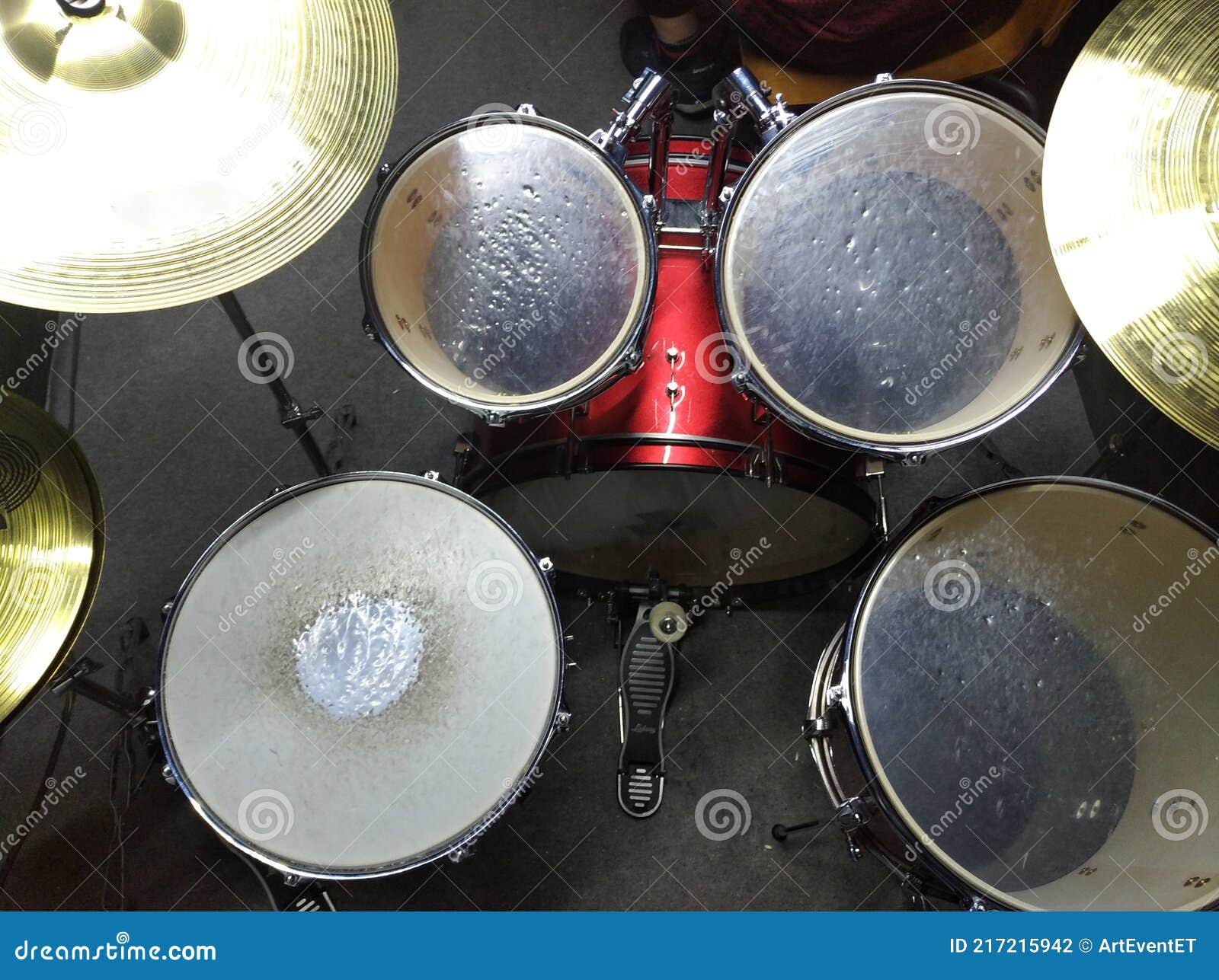 Drum kit. View from above stock photo. Image of variety - 217215942