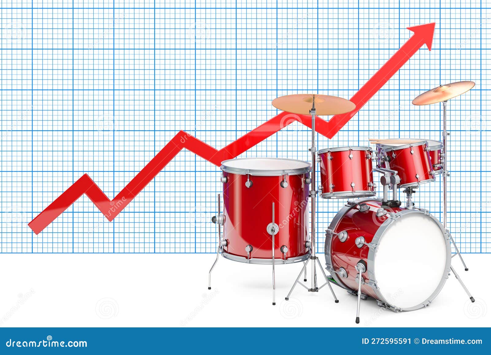 Drum Kit with Growing Chart. 3D Stock Illustration - Illustration of ...