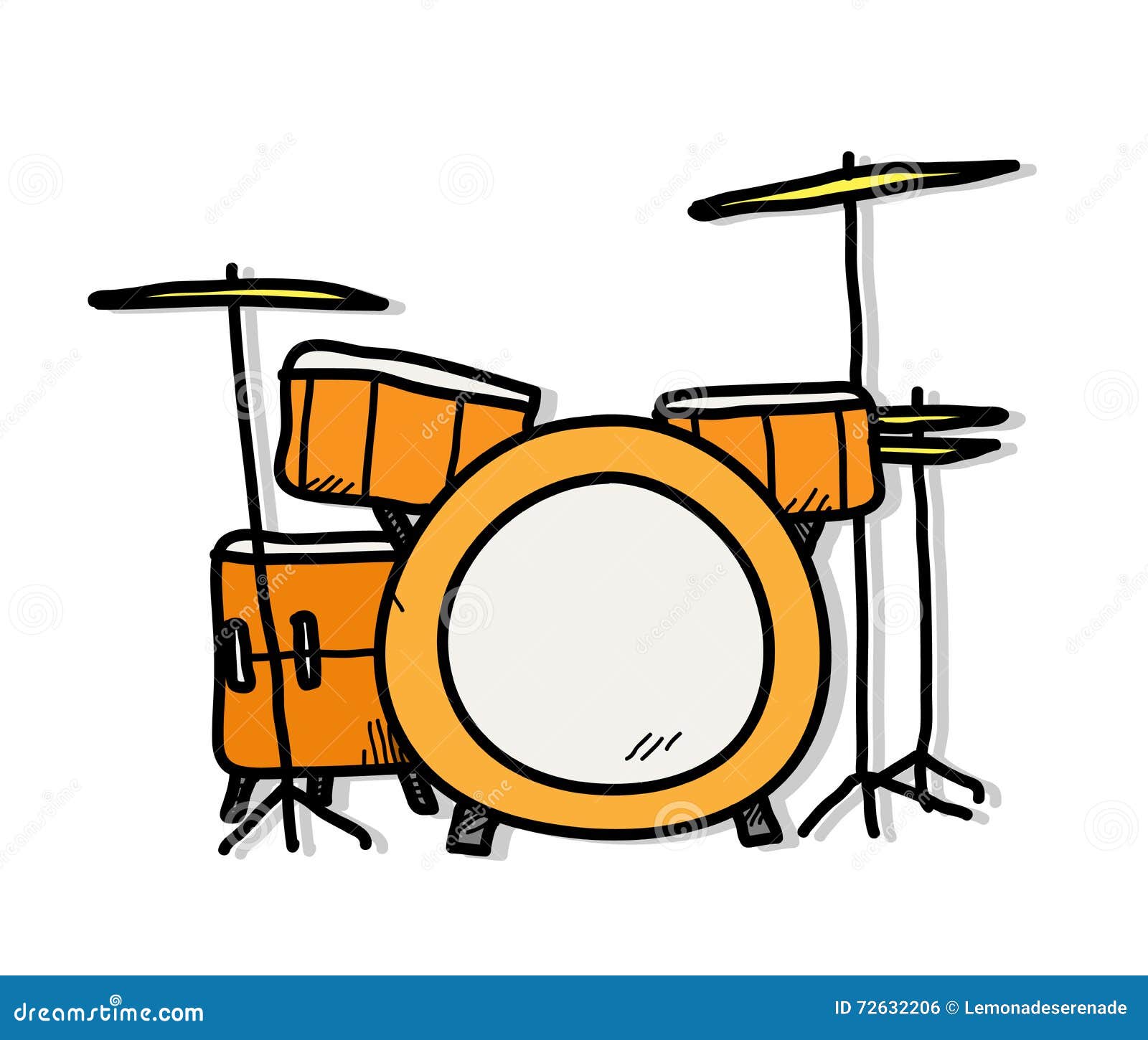 Drum Kit stock vector. Illustration of audio, symbol - 72632206