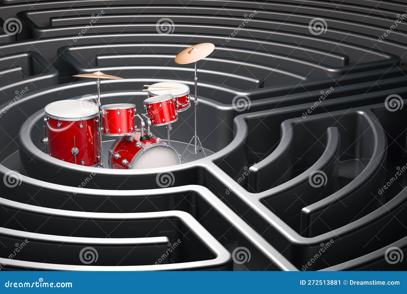 Drum Kit Inside Labyrinth, Maze. 3D Stock Illustration - Illustration ...
