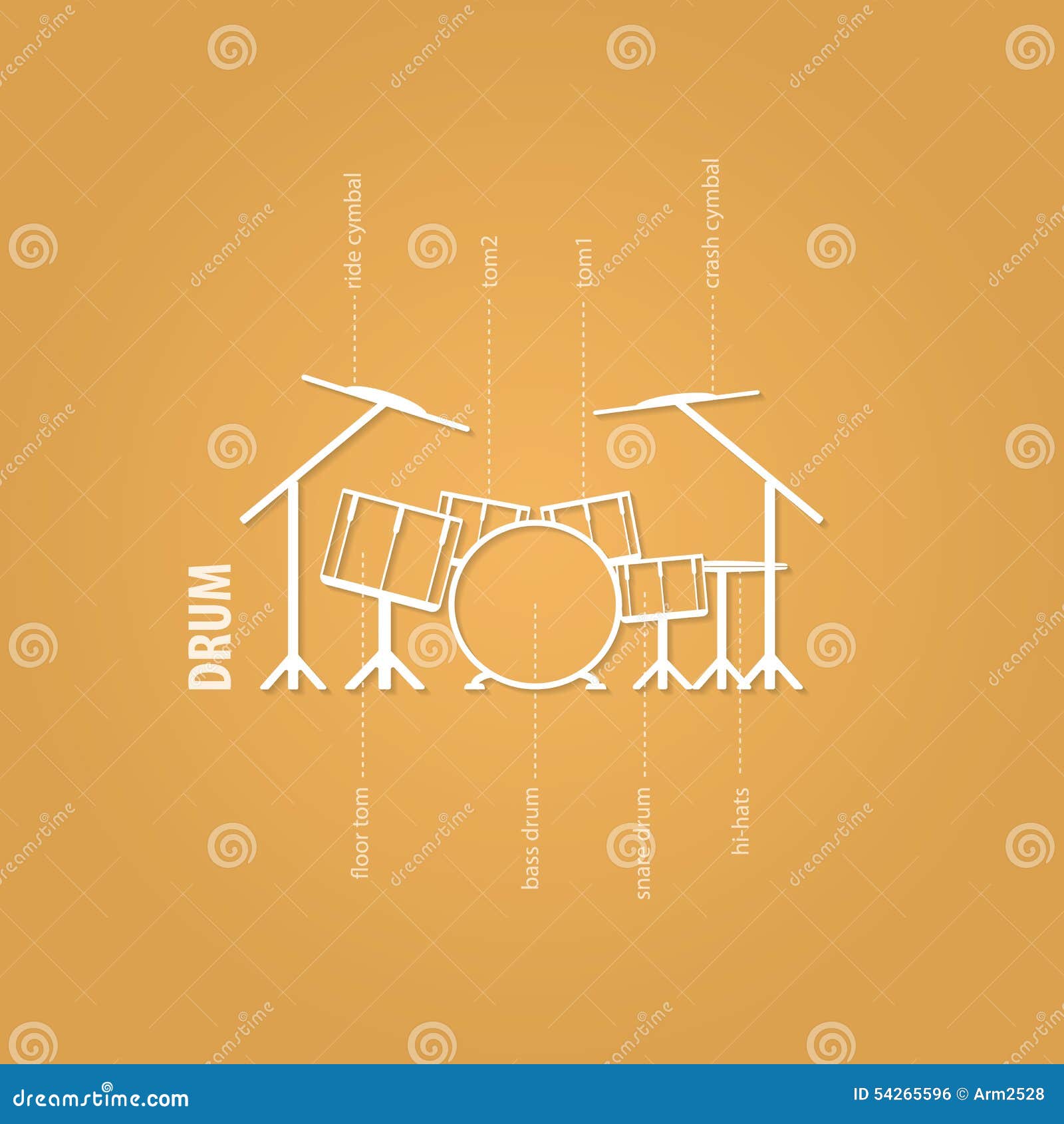 Tem-tam Drum, Part Of Musical Instruments Set Of Realistic Cartoon ...
