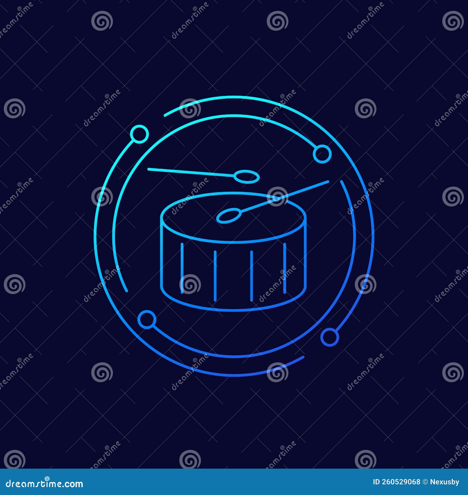 Drum line icon for web stock vector. Illustration of thin - 260529068