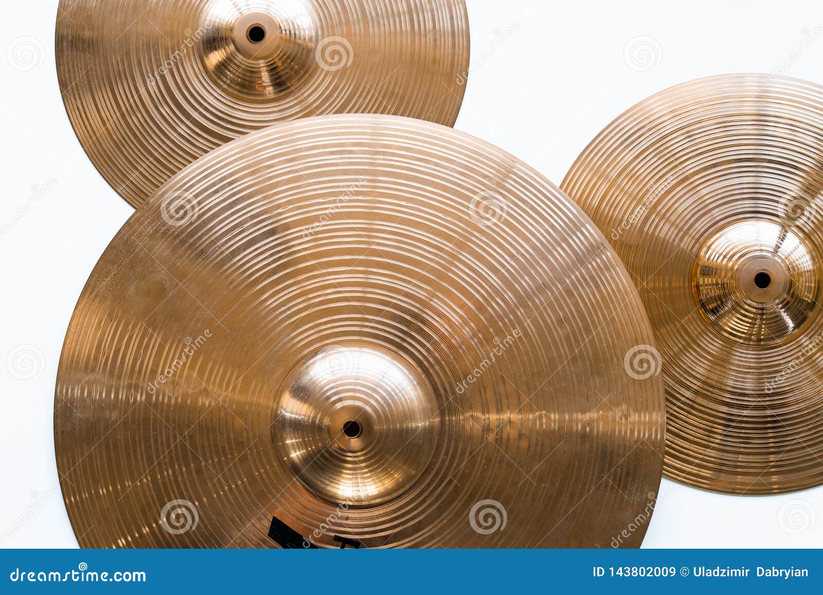 Drum Plate, Drum Set on a White Background, Musical Cymbals Top View ...