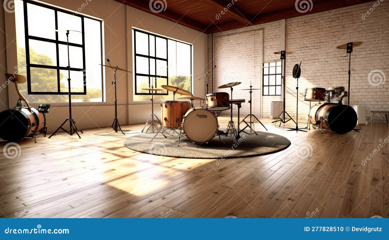 Drum Set in an Empty Studio. Generative AI Stock Illustration - Illustration of natural, metal ...