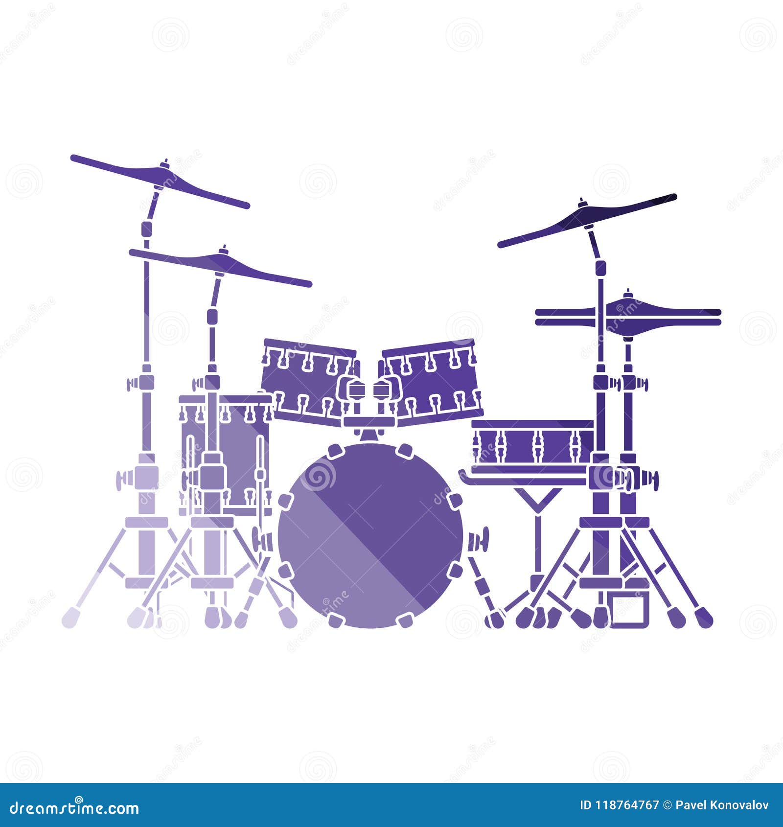 Drum set icon stock vector. Illustration of musical - 118764767