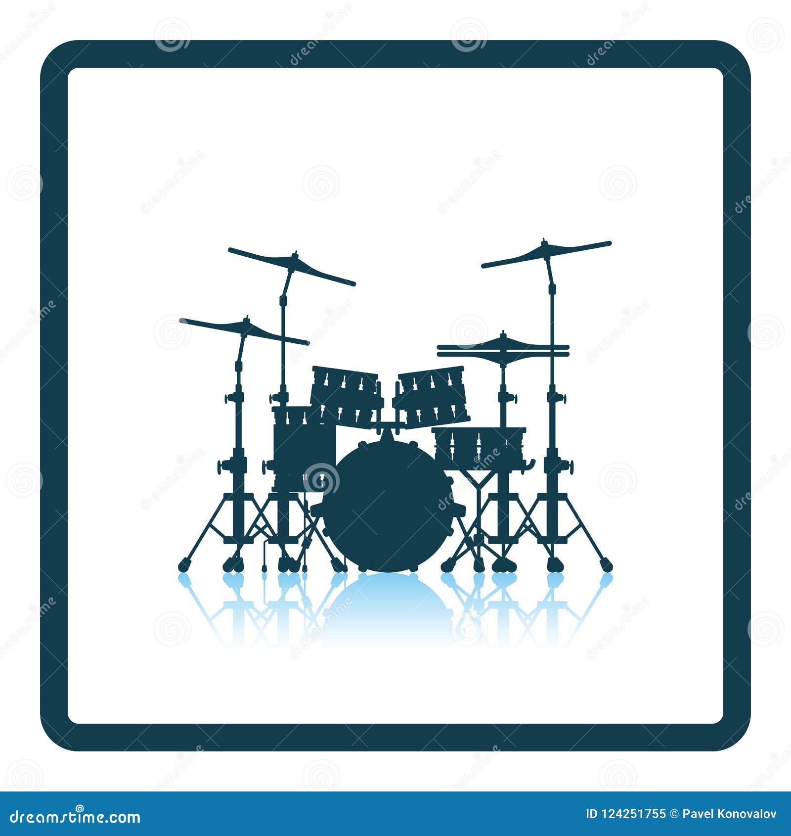 Drum set icon stock vector. Illustration of bass, beat - 124251755