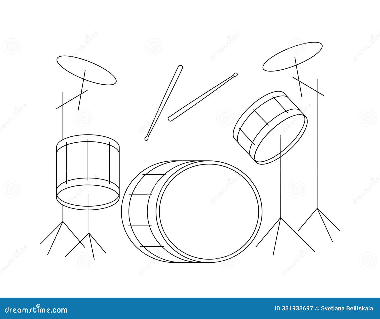 Drum Set Linear Illustration Stock Vector - Illustration of symbol, drums: 331933697