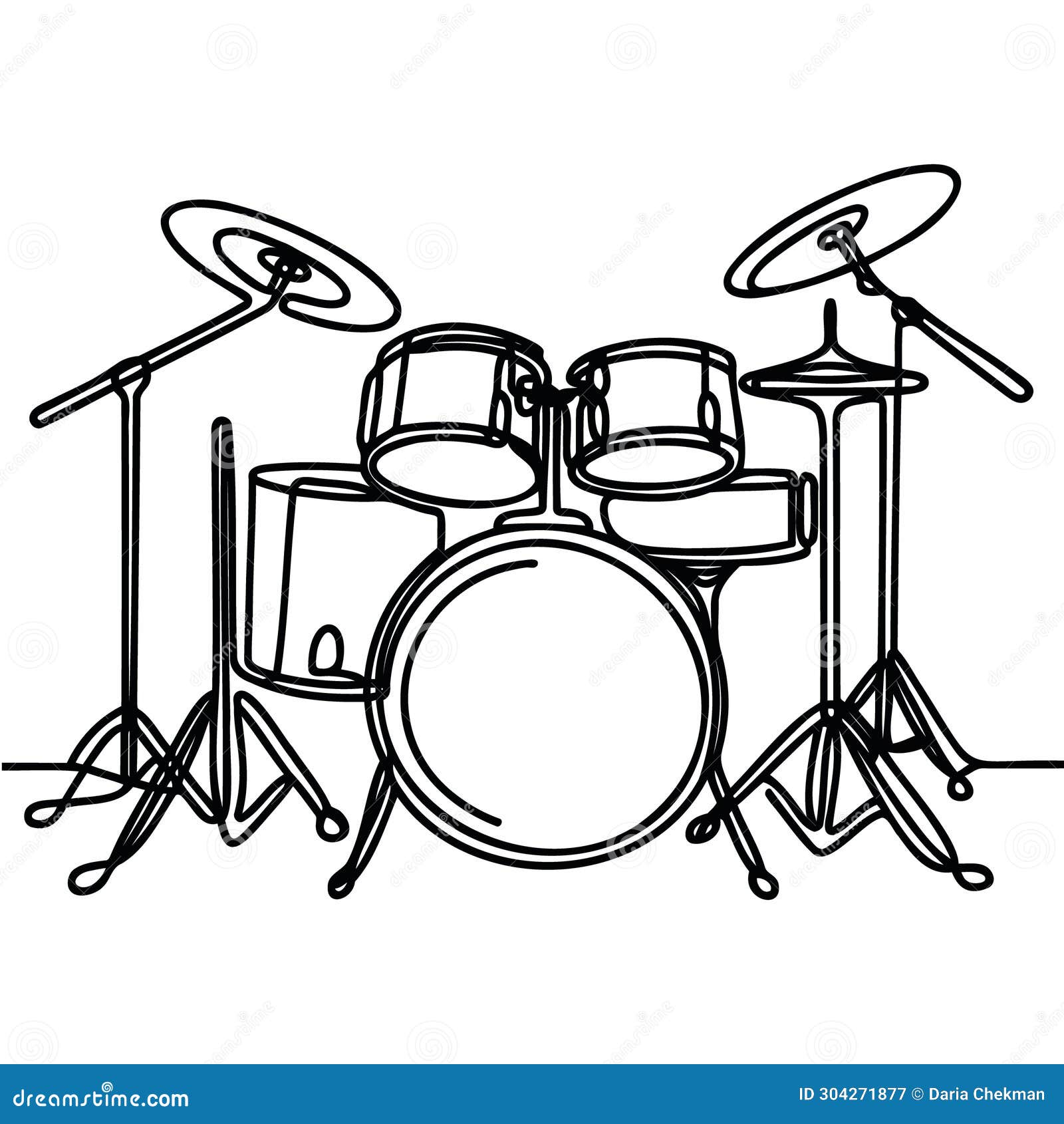 Drum Set in One Line. Continuous Line Drawing of Drum Set Stock ...