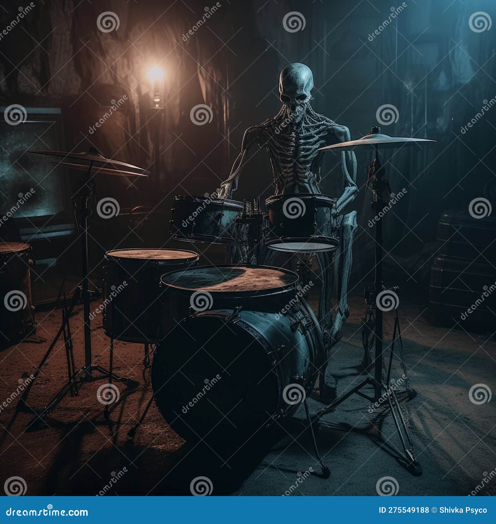 Drum Set Psychedelic Horror Xenomorph Ghost Image Generative AI Stock ...