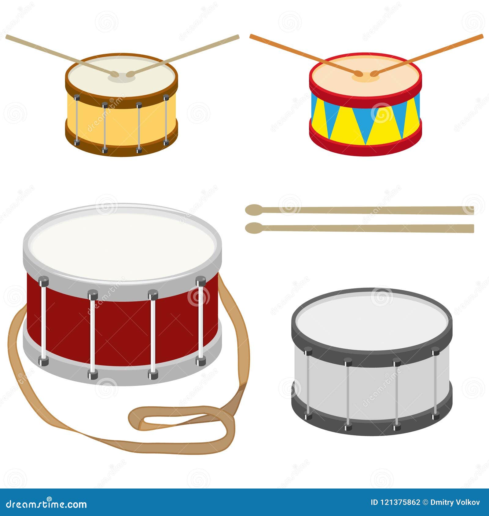 Drum, a Set of Realistic Drums with Drum Sticks. Stock Illustration ... Drum, a Set of Realistic Drums with Drum Sticks. Stock Illustration ...