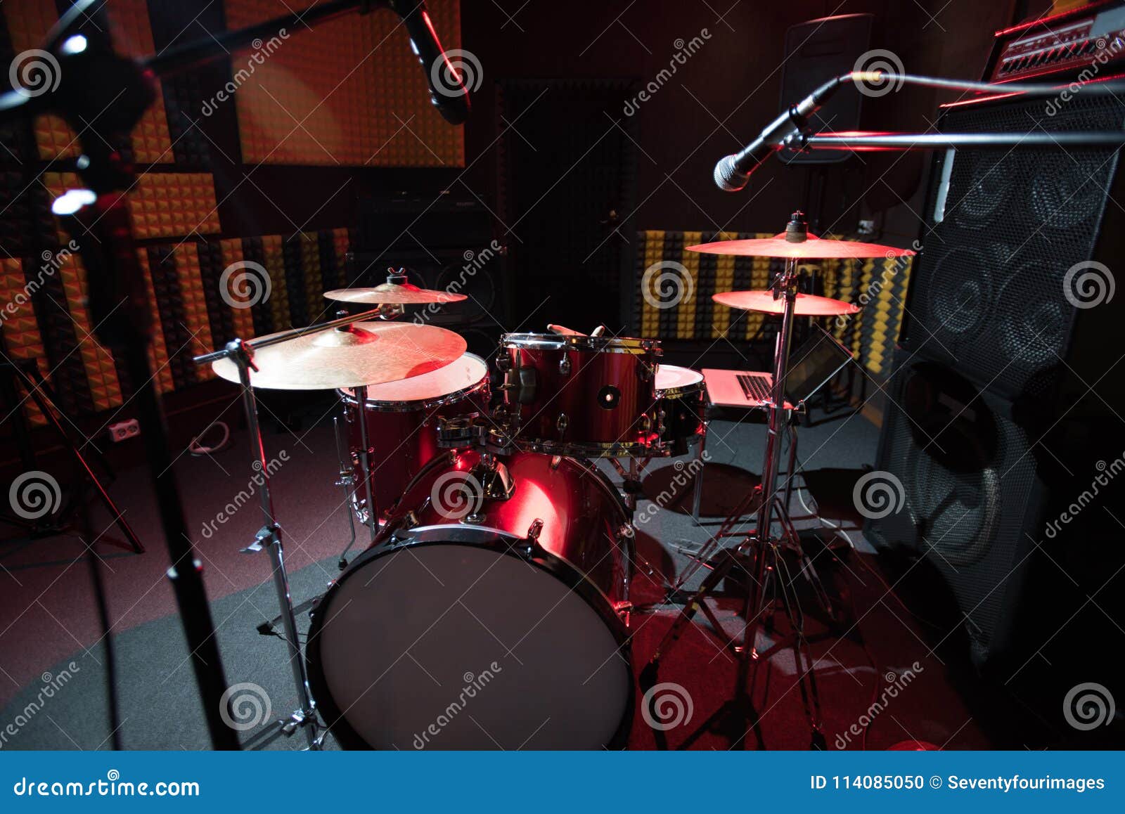 Drum Set in Record Studio stock photo. Image of garage - 114085050