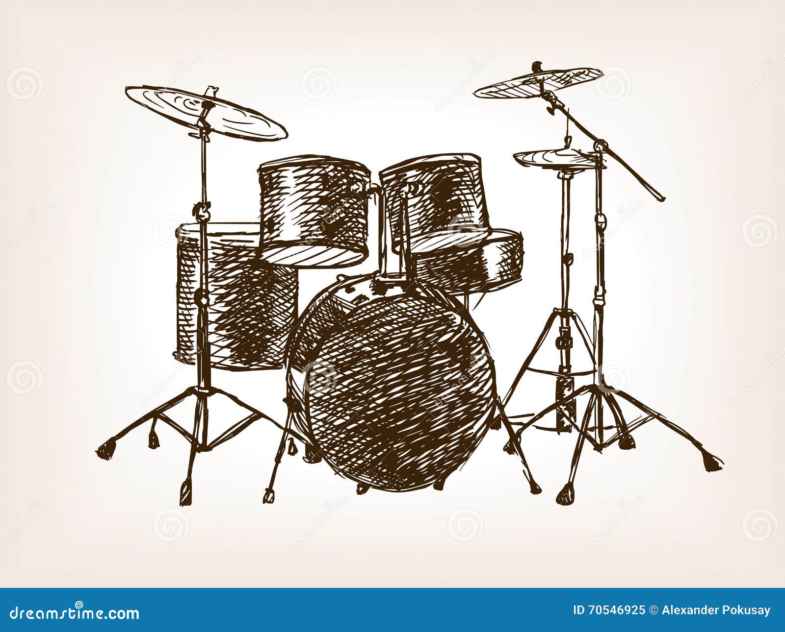 Drum Set Sketch Style Vector Illustration Stock Vector - Illustration ...