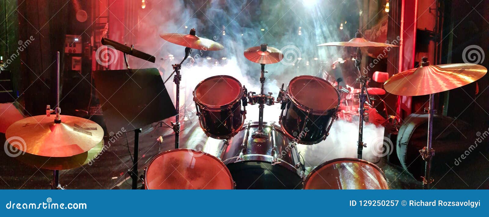 Drum set with smoke stock image. Image of smoked, operett - 129250257